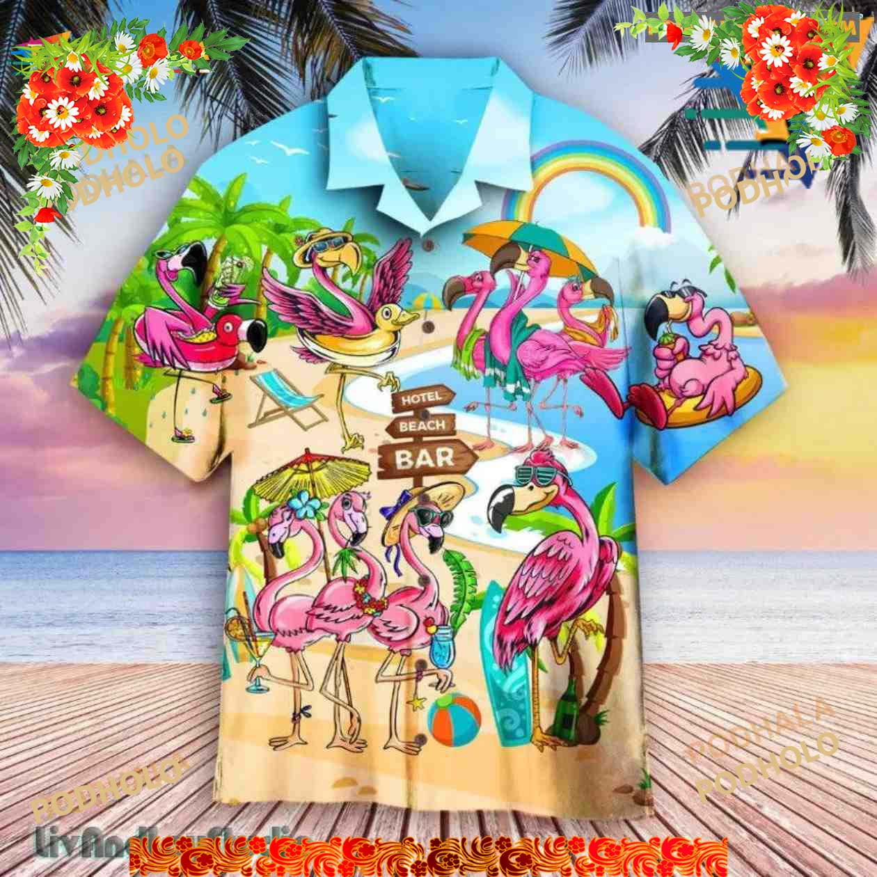 Flamingo On Beach Summer Hawaiian Shirt, Bird Hawaiian Shirt - Walmart.com