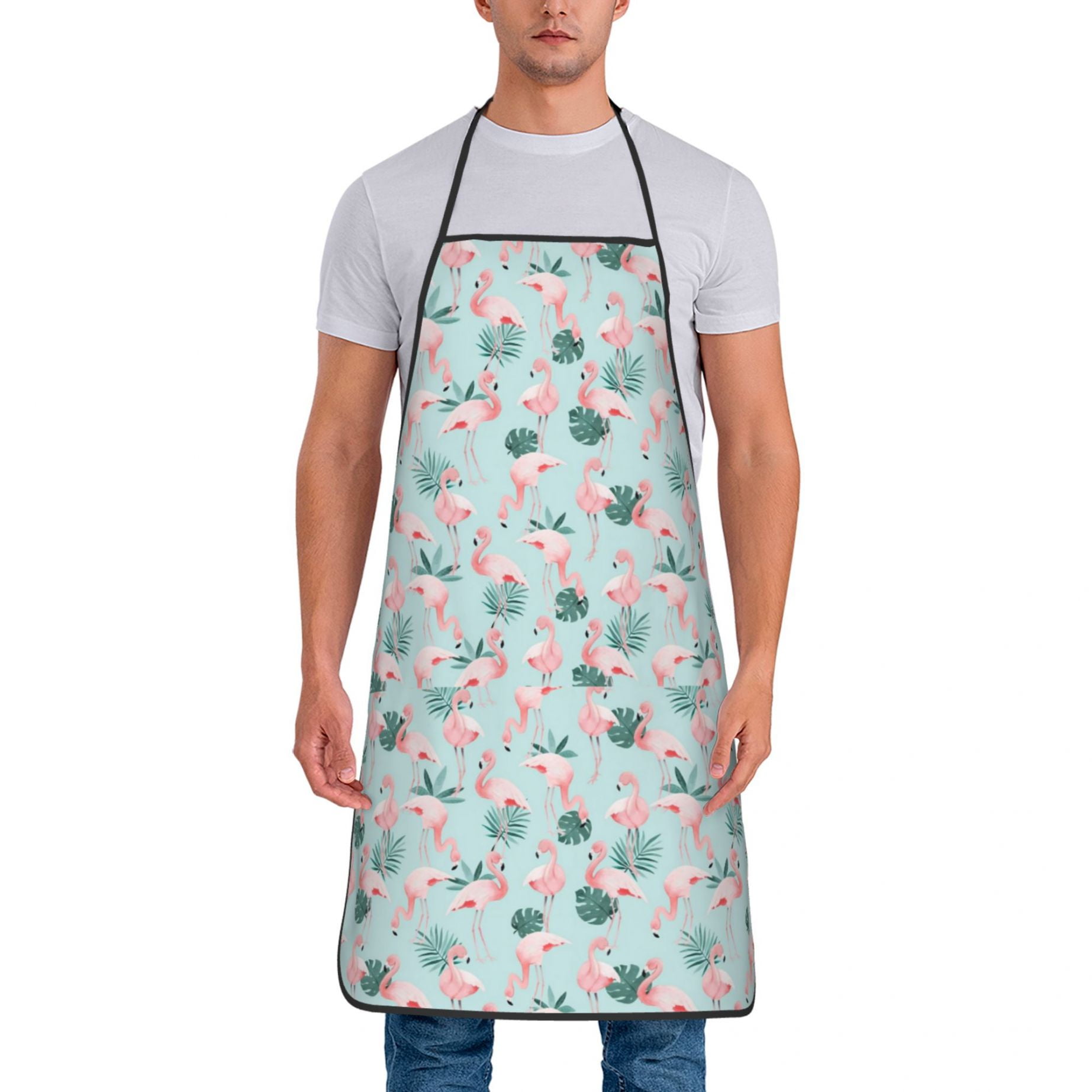 Flamingo Palm Leaf Pattern Aprons for Women Men Waterproof Apron ...