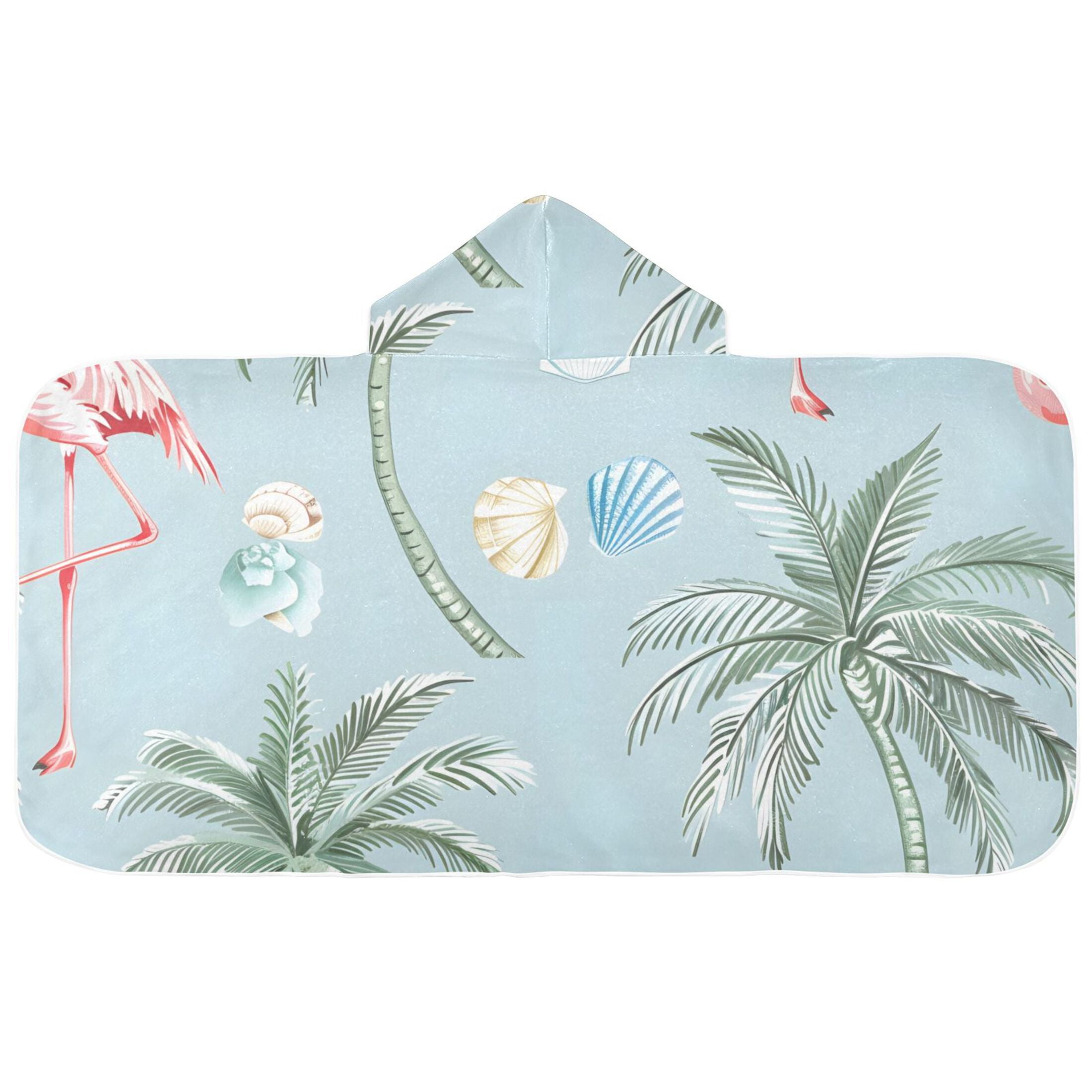 Flamingo Palm Trees Shells Kids' Bath Towels Cloak Hooded Towels Bath ...