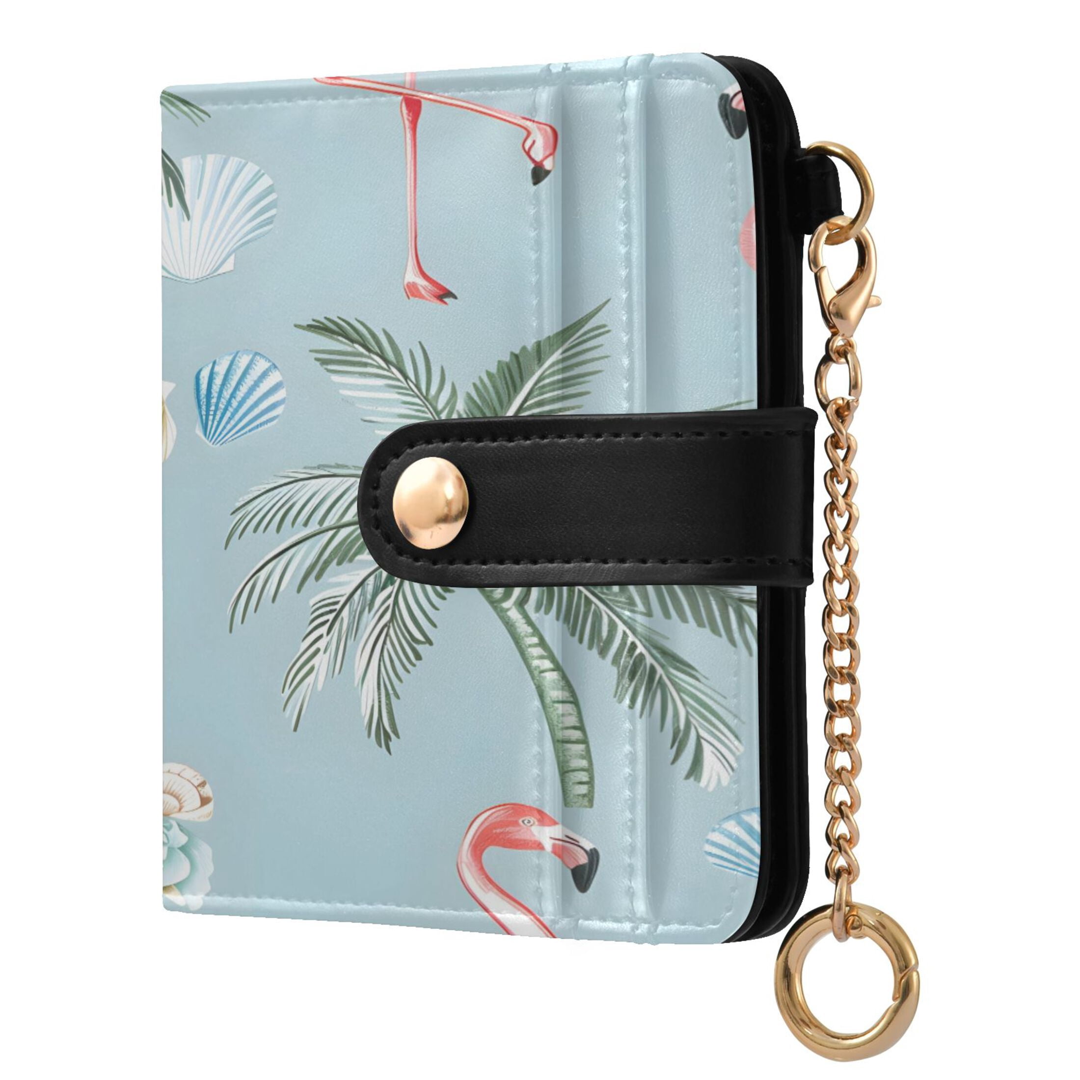 Flamingo Palm Trees Shells Women's Wallet PU Leather Card Cases RFID ...