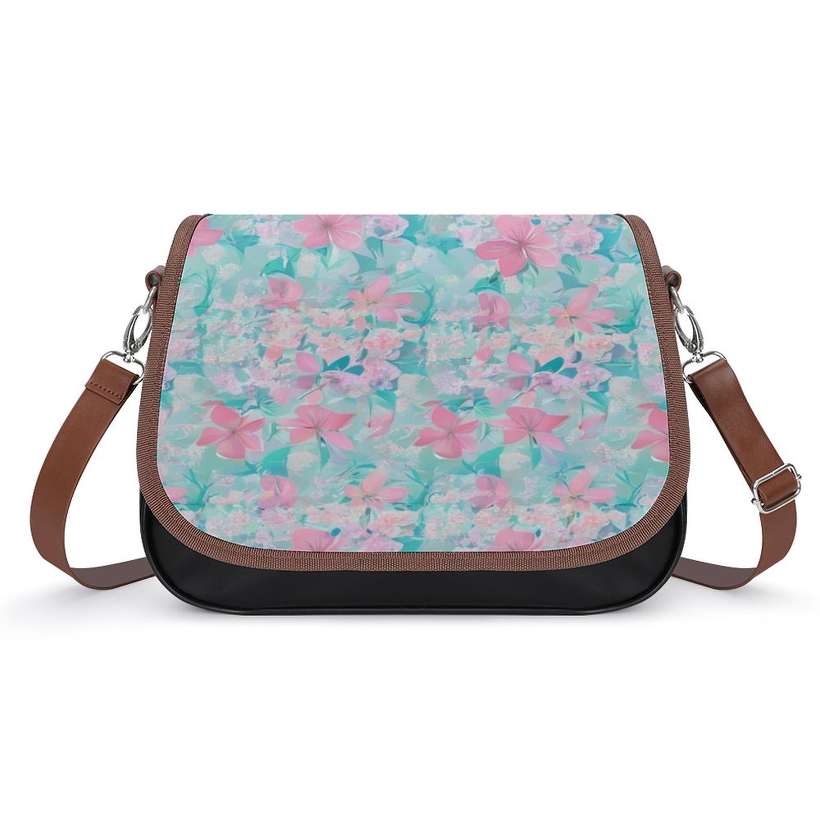 Flamingo Paradise Print Vintage Crossbody Bag For Women Medium Leather ...
