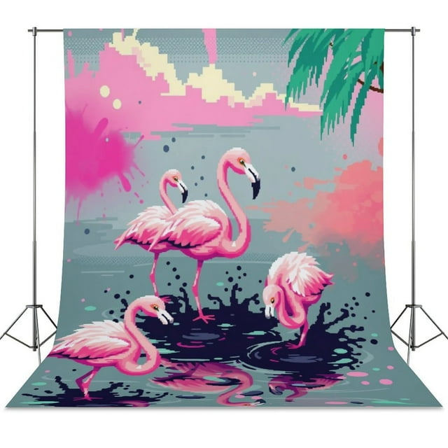 Flamingo Party Backdrop Birthday Decoration Backgrounds for Photographs ...