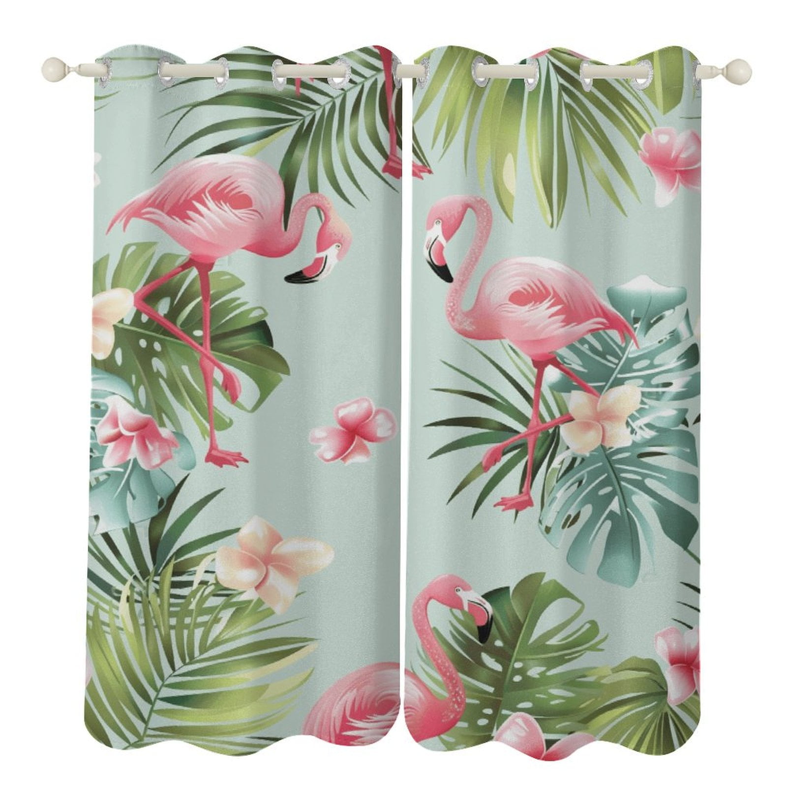 Flamingo Pattern Curtains Aesthetic Envrionmental Friendly Picture ...