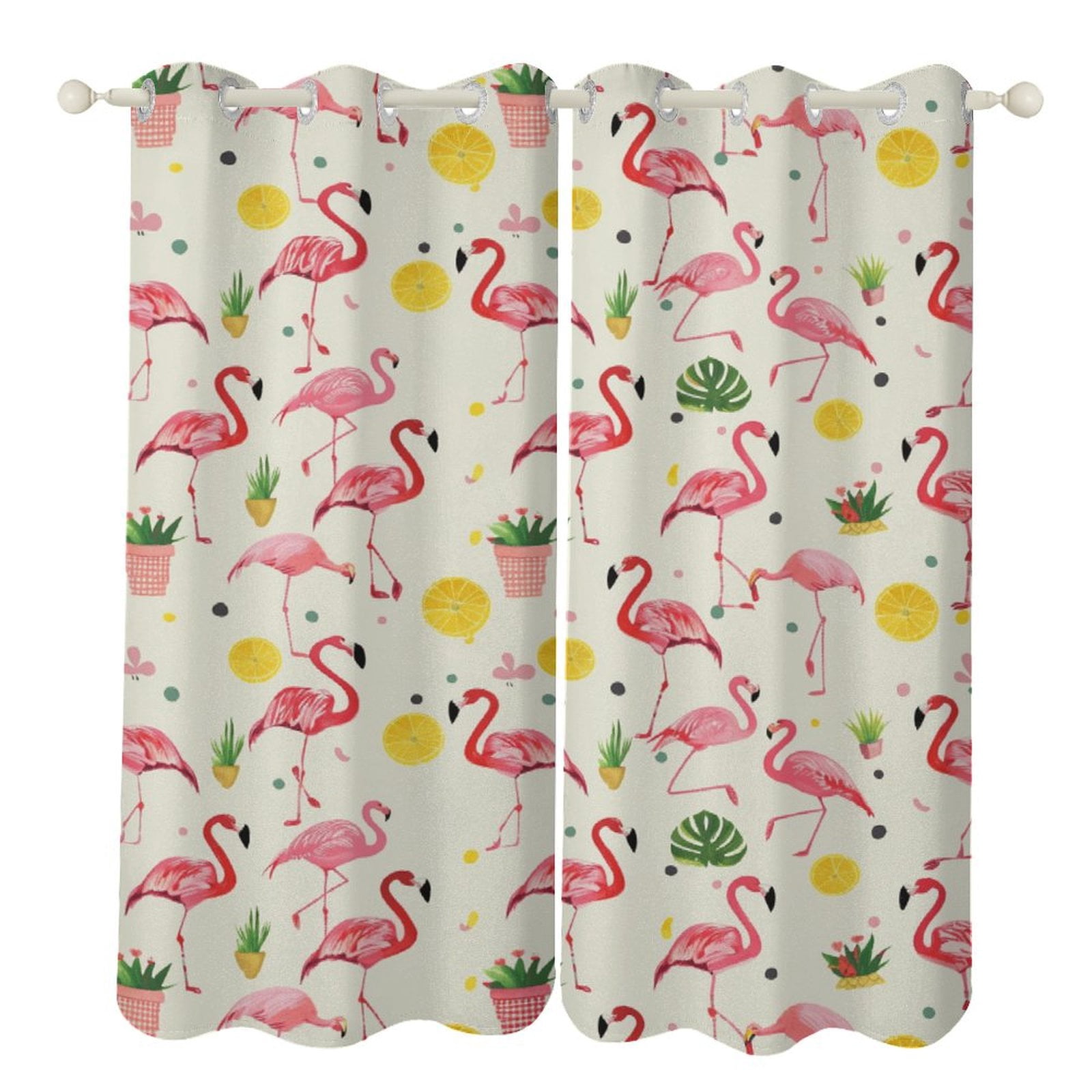 Flamingo Pattern Curtains Aesthetic Envrionmental Friendly Picture ...