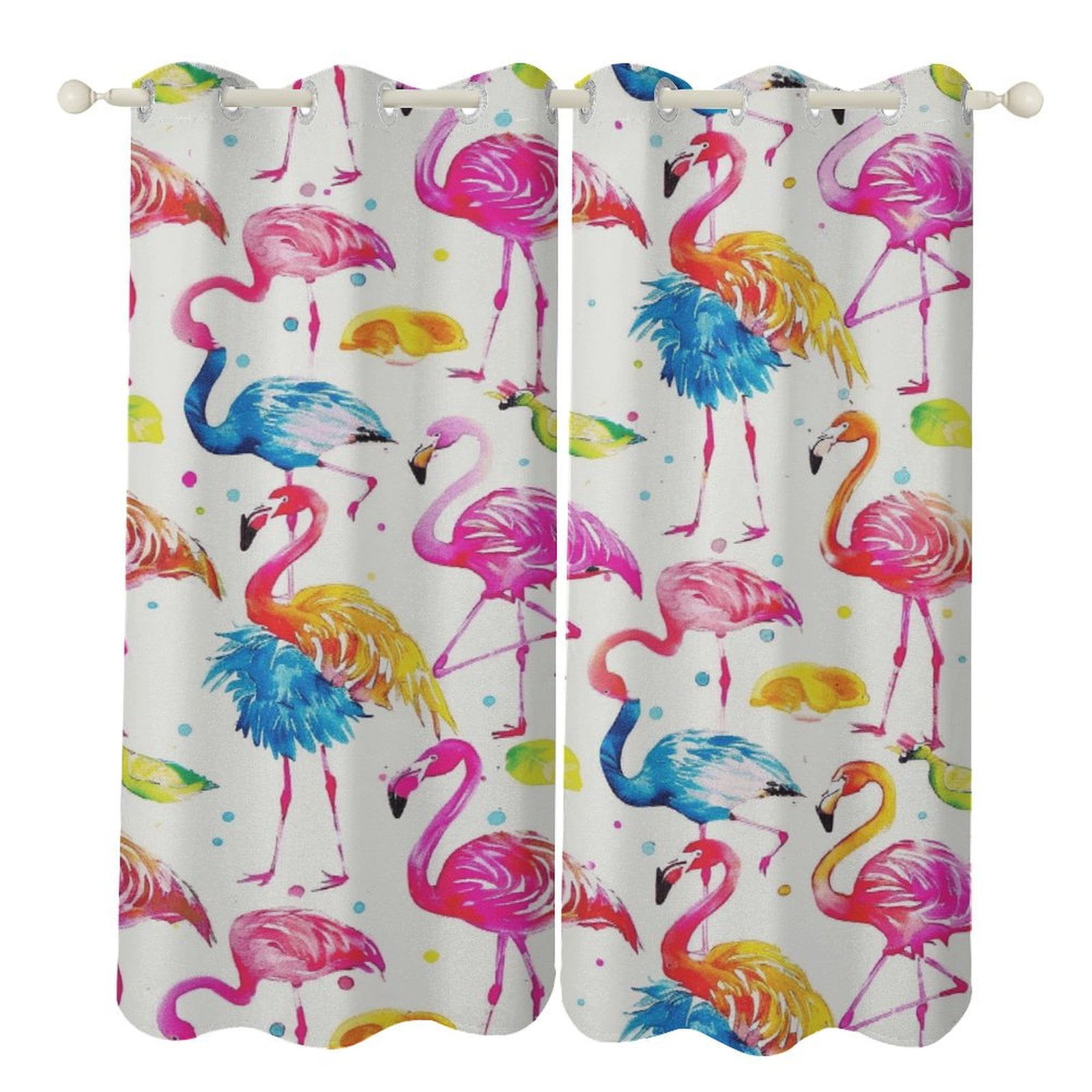 Flamingo Pattern Curtains Aesthetic Envrionmental Friendly Picture ...