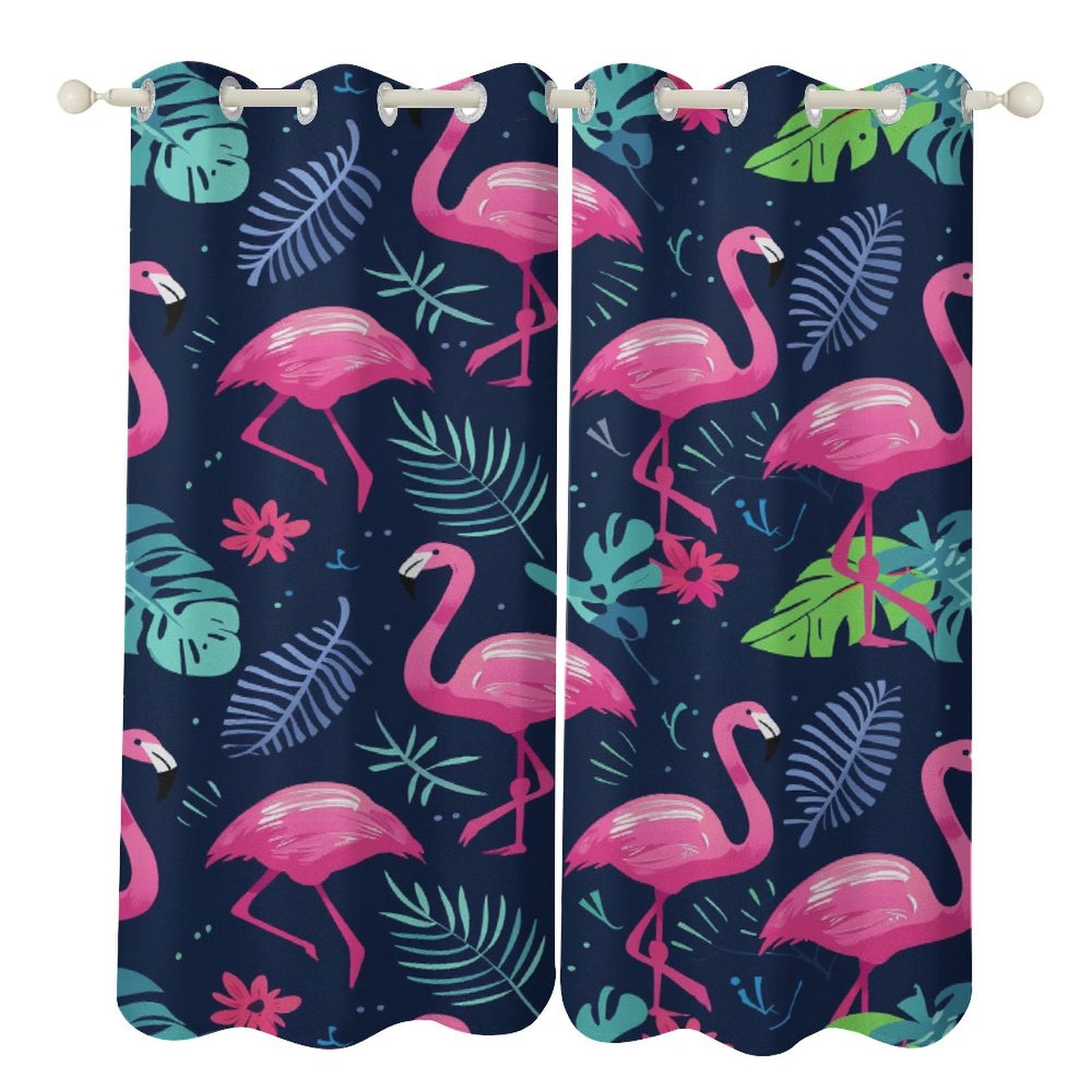 Flamingo Pattern Curtains Aesthetic Envrionmental Friendly Picture ...