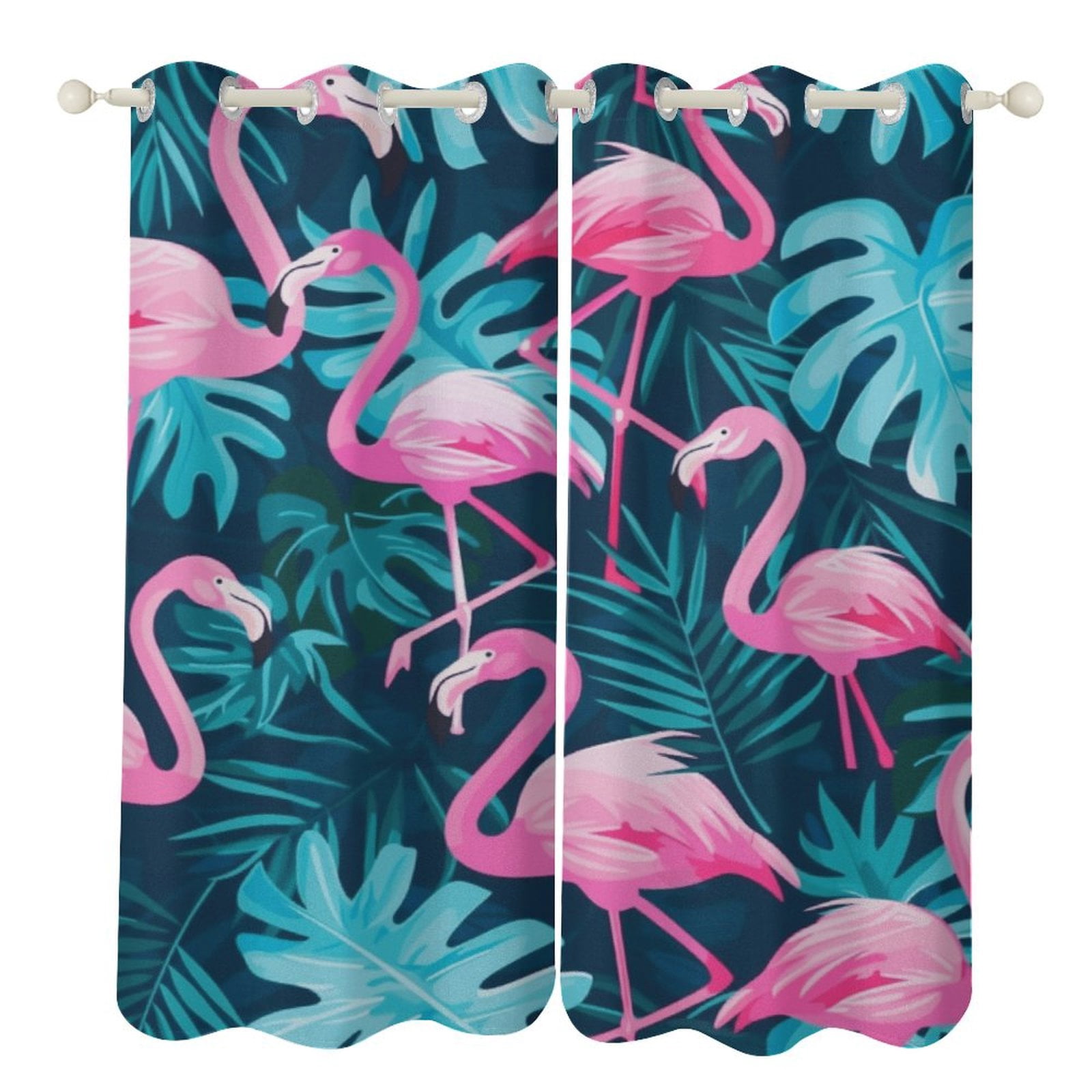 Flamingo Pattern Curtains Aesthetic Envrionmental Friendly Picture ...
