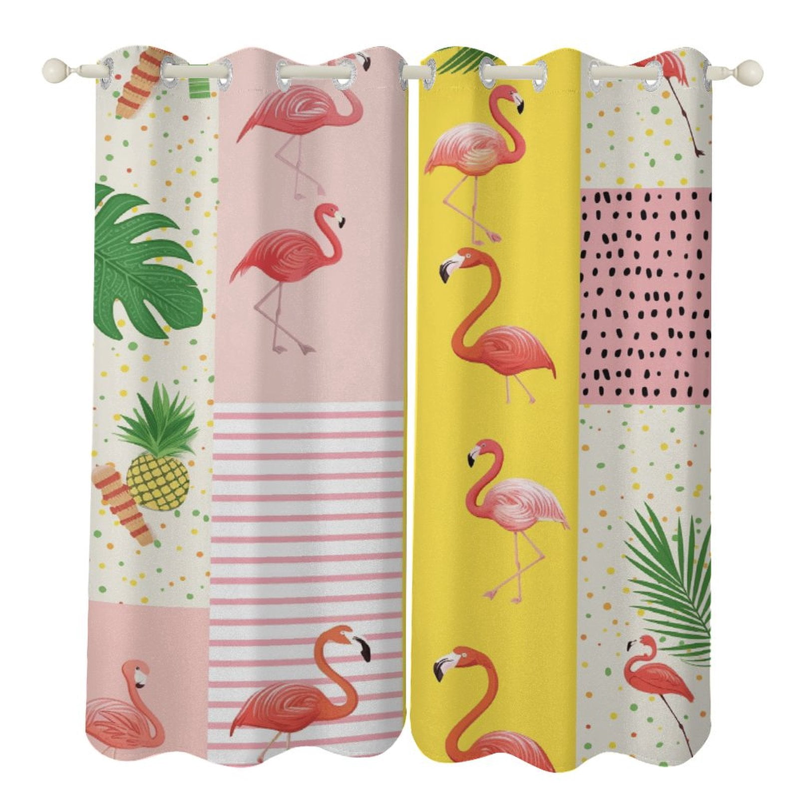 Flamingo Pattern Curtains Watercolor Theme Window Curtains Grommet ...