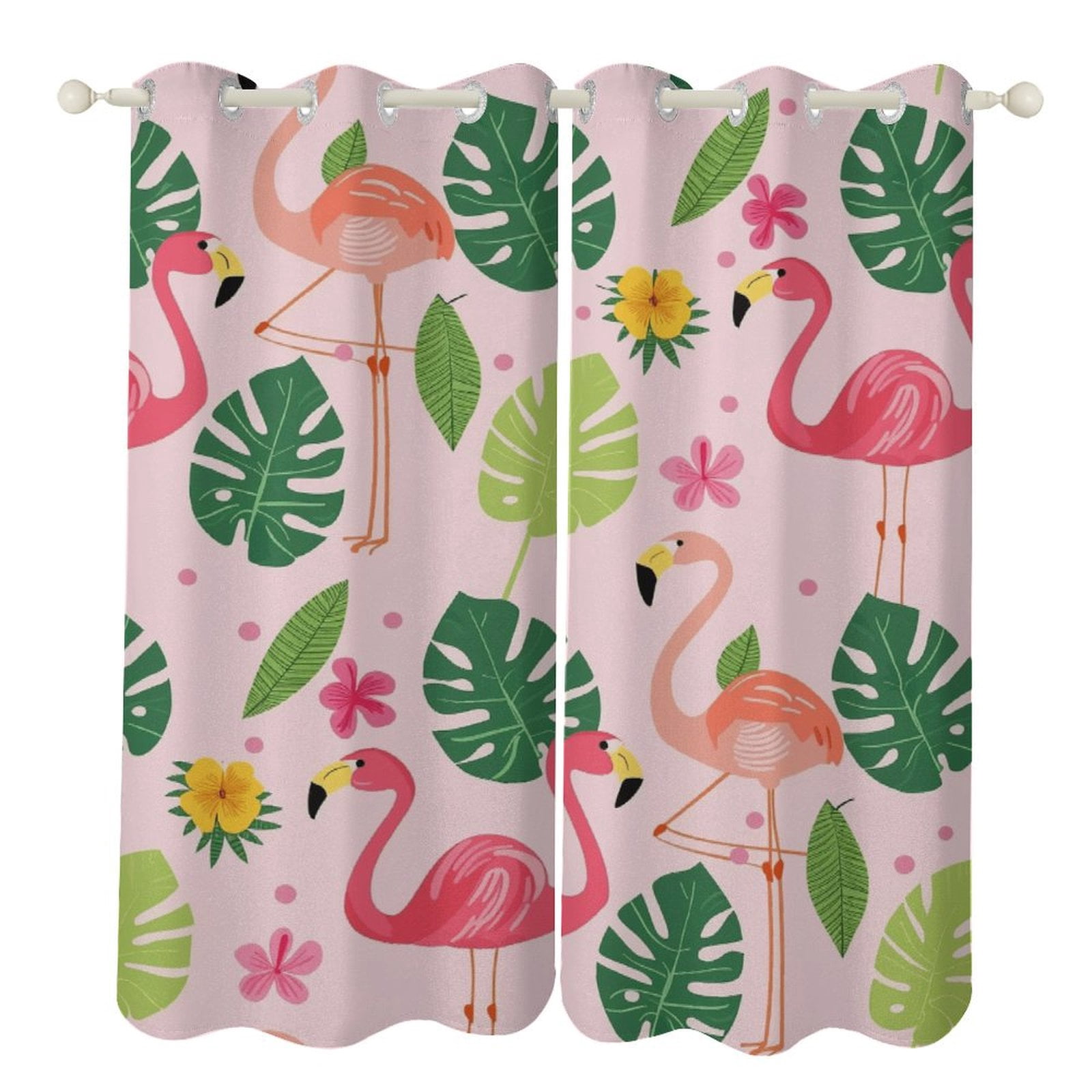 Flamingo Pattern Curtains Watercolor Theme Window Curtains Grommet ...