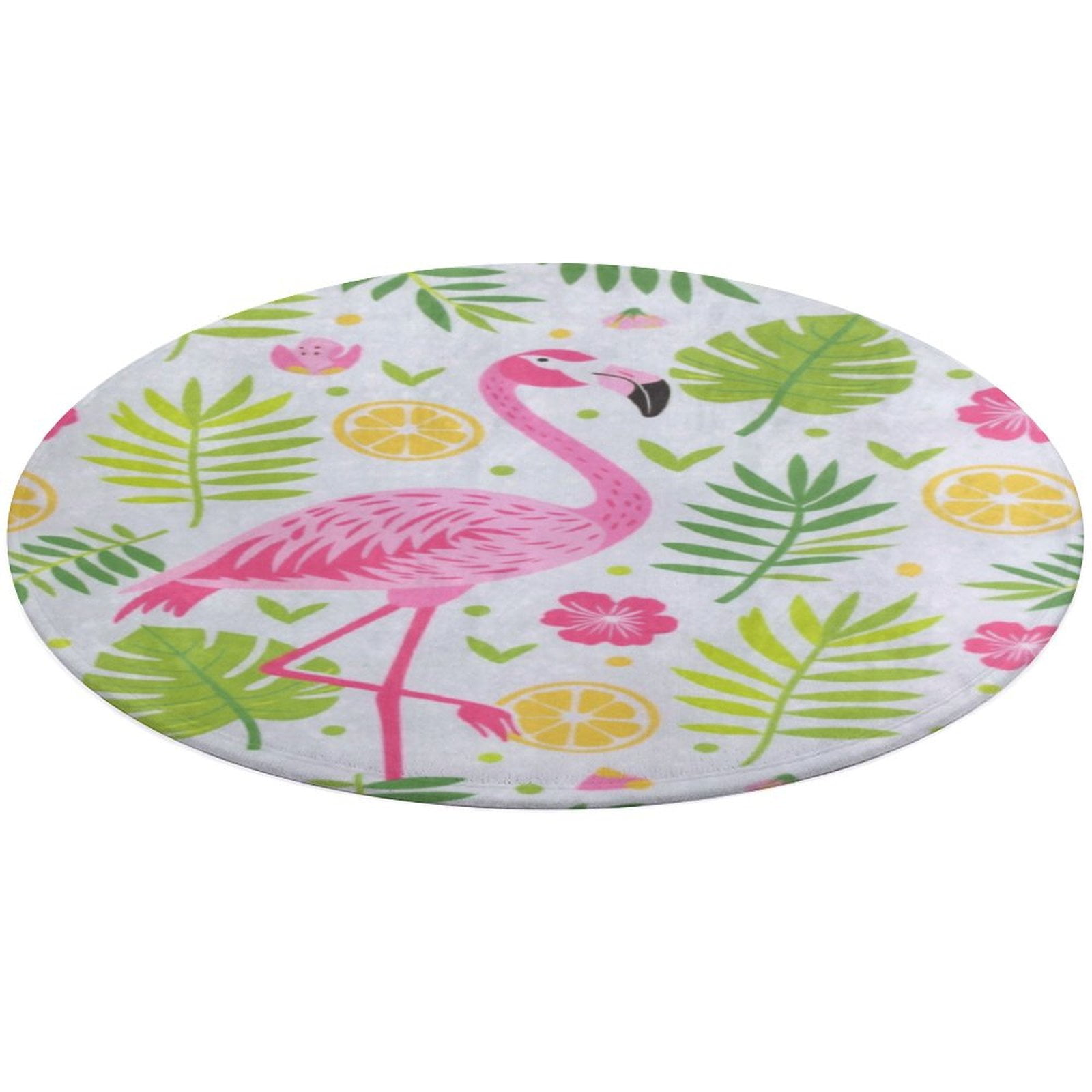 Flamingo Pattern Floral Medallion Round Rug - Small Round Area Rug ...