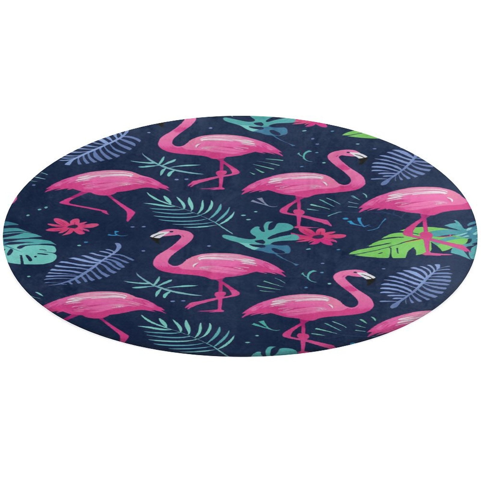 Flamingo Pattern Floral Medallion Round Rug - Small Round Area Rug ...
