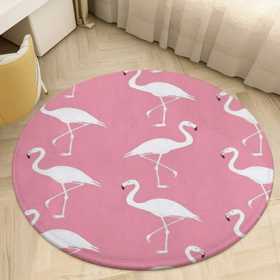 Flamingo Pattern Floral Medallion Round Rug - Small Round Area Rug ...