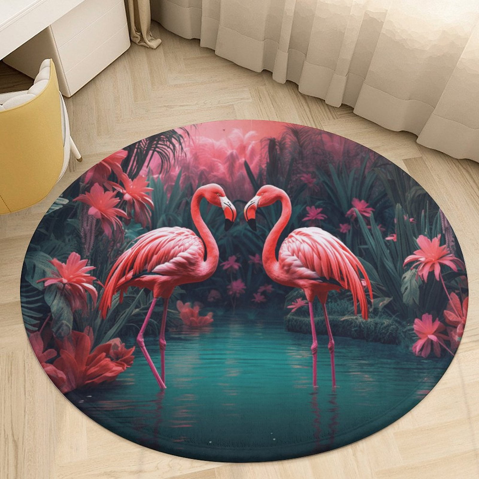Flamingo Pattern Round Area Rugs for Bedroom Living Room, 6FT Soft ...
