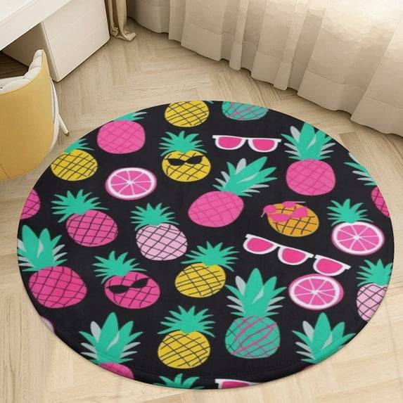 Flamingo Pattern Round Rugs -Washable Non-Slip Small Round Area Rug ...