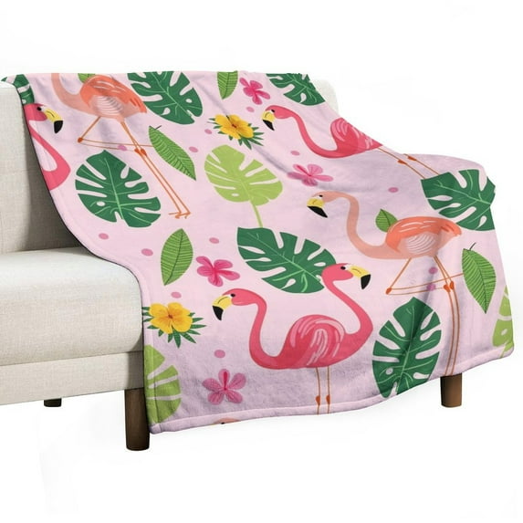 Flamingo Pattern Soft Print Blanket Throw Blankets Warm Cozy ...