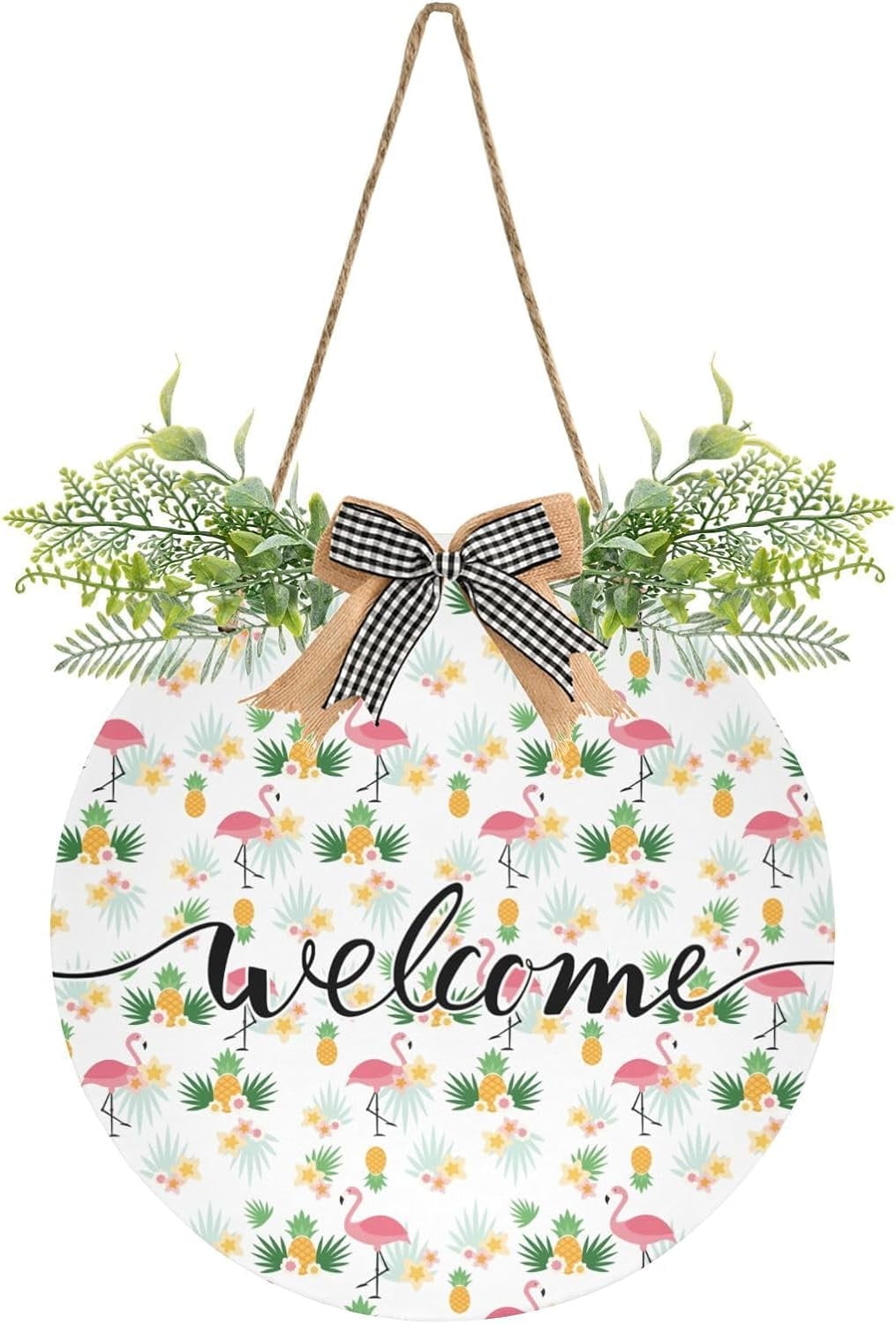 Flamingo Pineapple Tropical Welcome Sign Farmhouse Front Porch Door ...