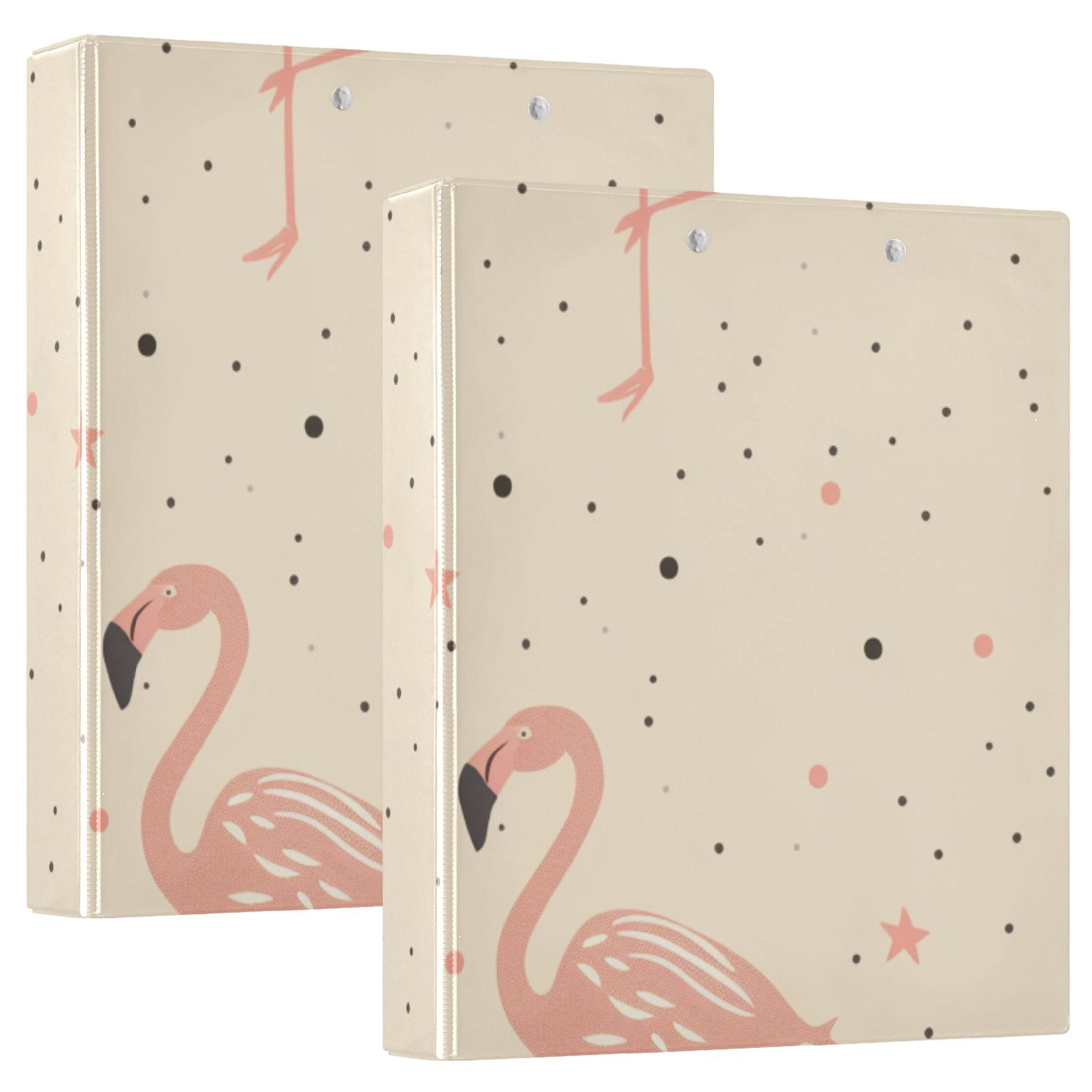 Flamingo Pink Stars 3 Ring Binders 1.5 inch Hardcover File Folders with ...