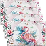 Flamingo Placemats Set of 4 Tropical Flamingo Pattern Placemat for ...