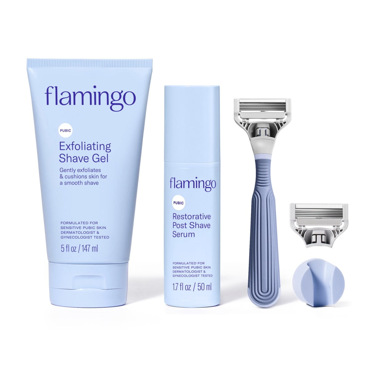 Flamingo Pubic Regimen Bundle with Shave Gel, Post Shave Serum, Pubic ...