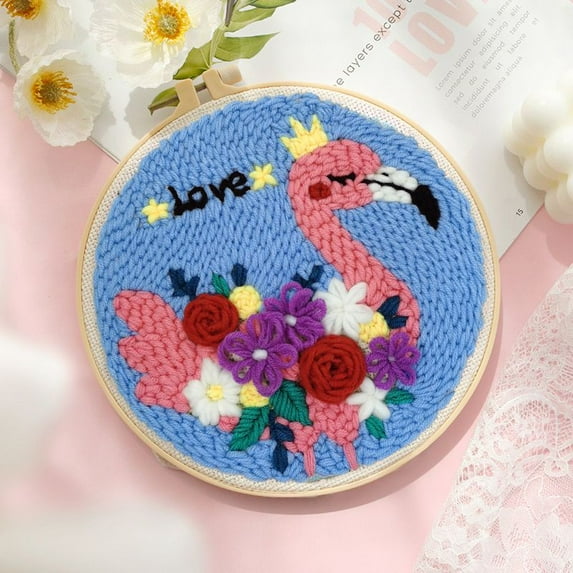 Flamingo Punch Needle Kits Adults Beginner, Handcraft DIY Craft Hoop ...