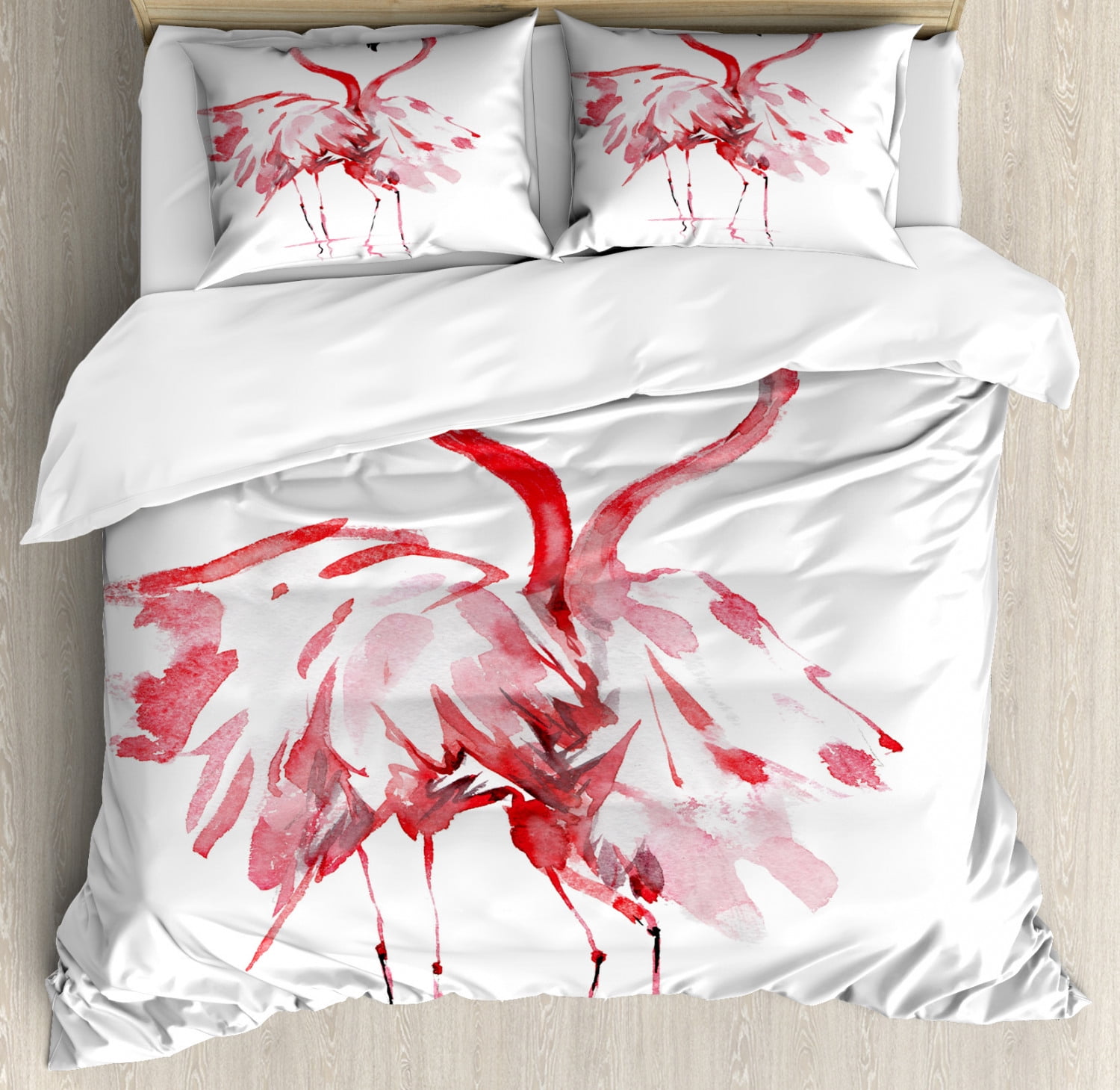 Flamingo Queen Size Duvet Cover Set, Flamingo Couple Kissing Romance ...