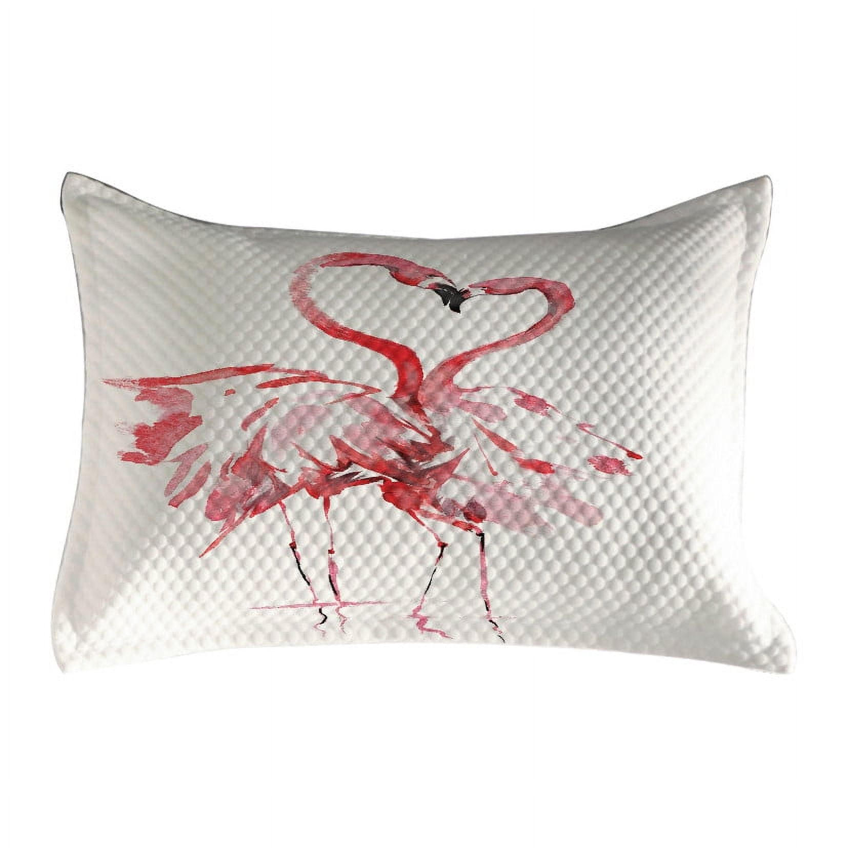 Flamingo Quilted Pillowcover, Flamingo Couple Kissing Romance Passion ...