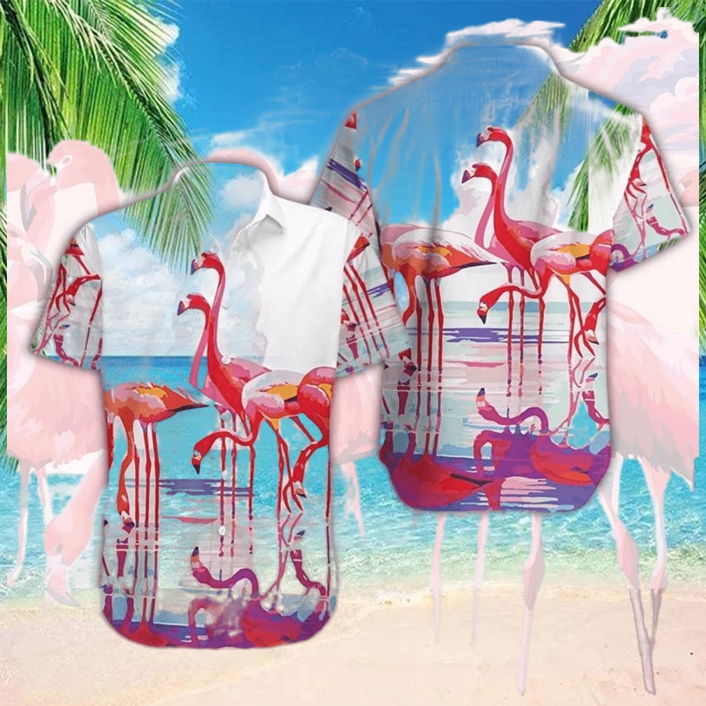 Flamingo Reflection Unisex Hawaiian Shirt - Walmart.com