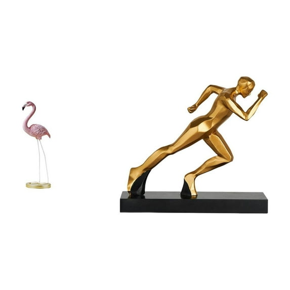 Flamingo Resin Runner Statue Figurine Modern Art Sculpture Pink Resin ...