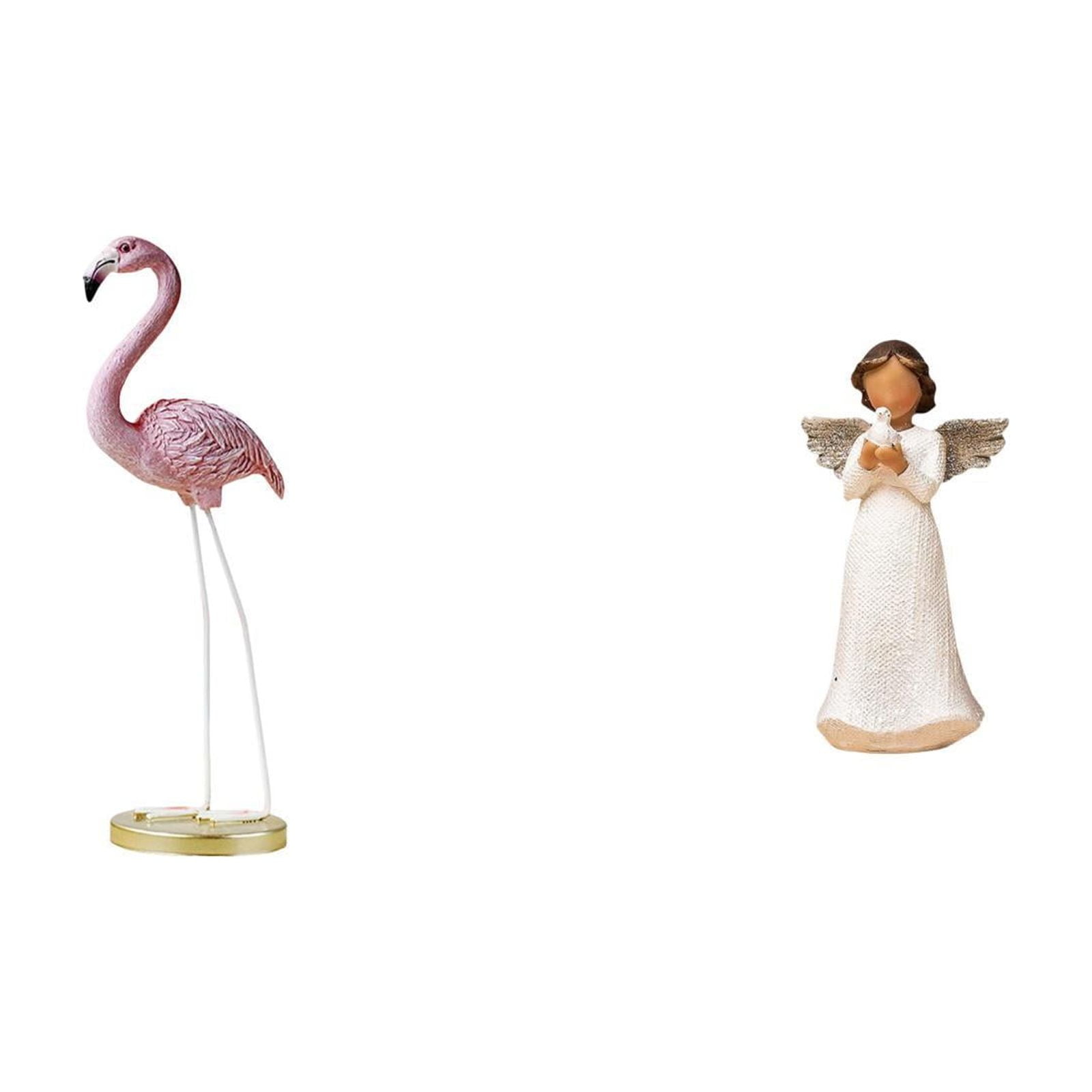 Flamingo Resin Statue Angel Sculpture Bird Ornament Embossed Feather ...