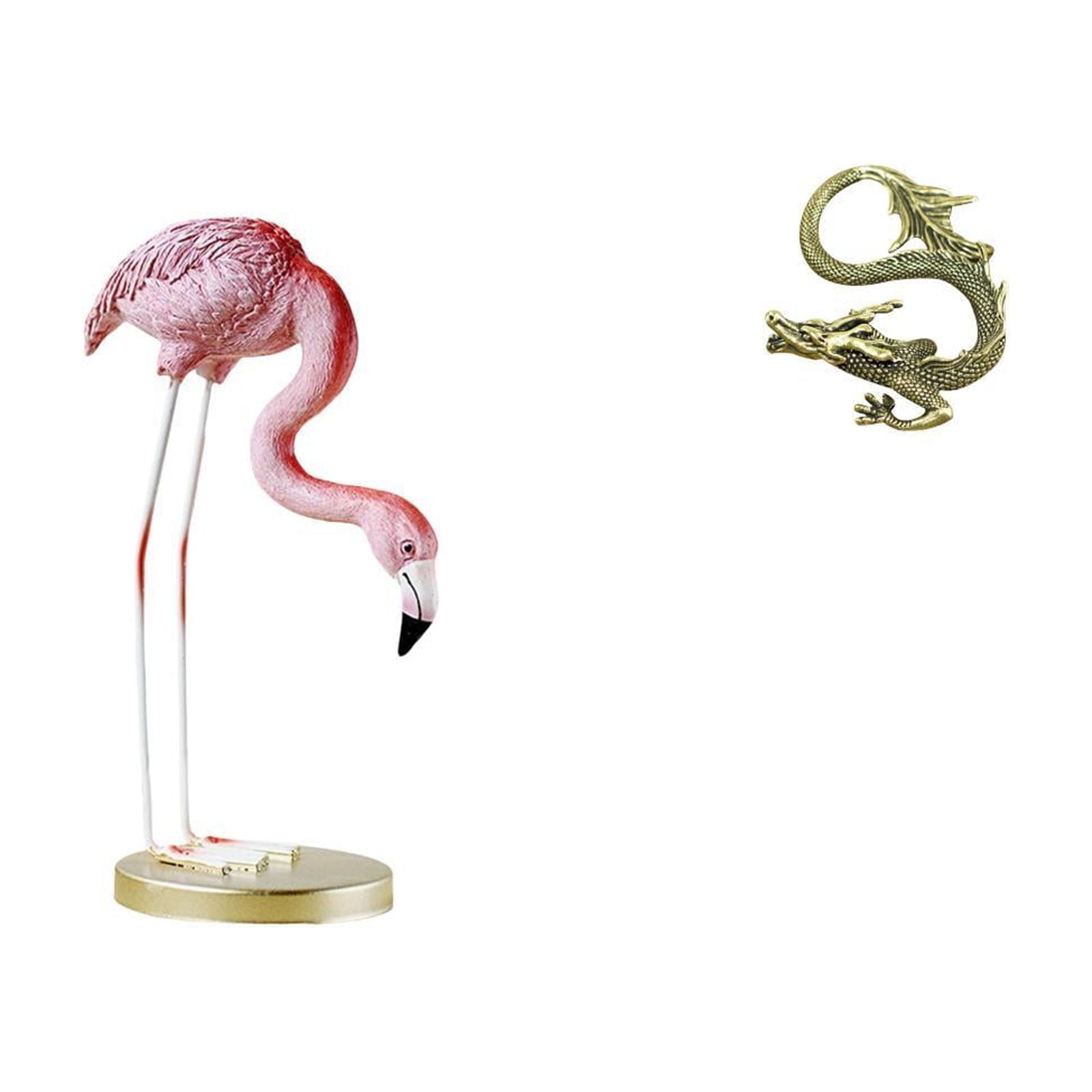Flamingo Resin Statue Bird Figurine Chinese Sculpture Hand Painted Mini ...