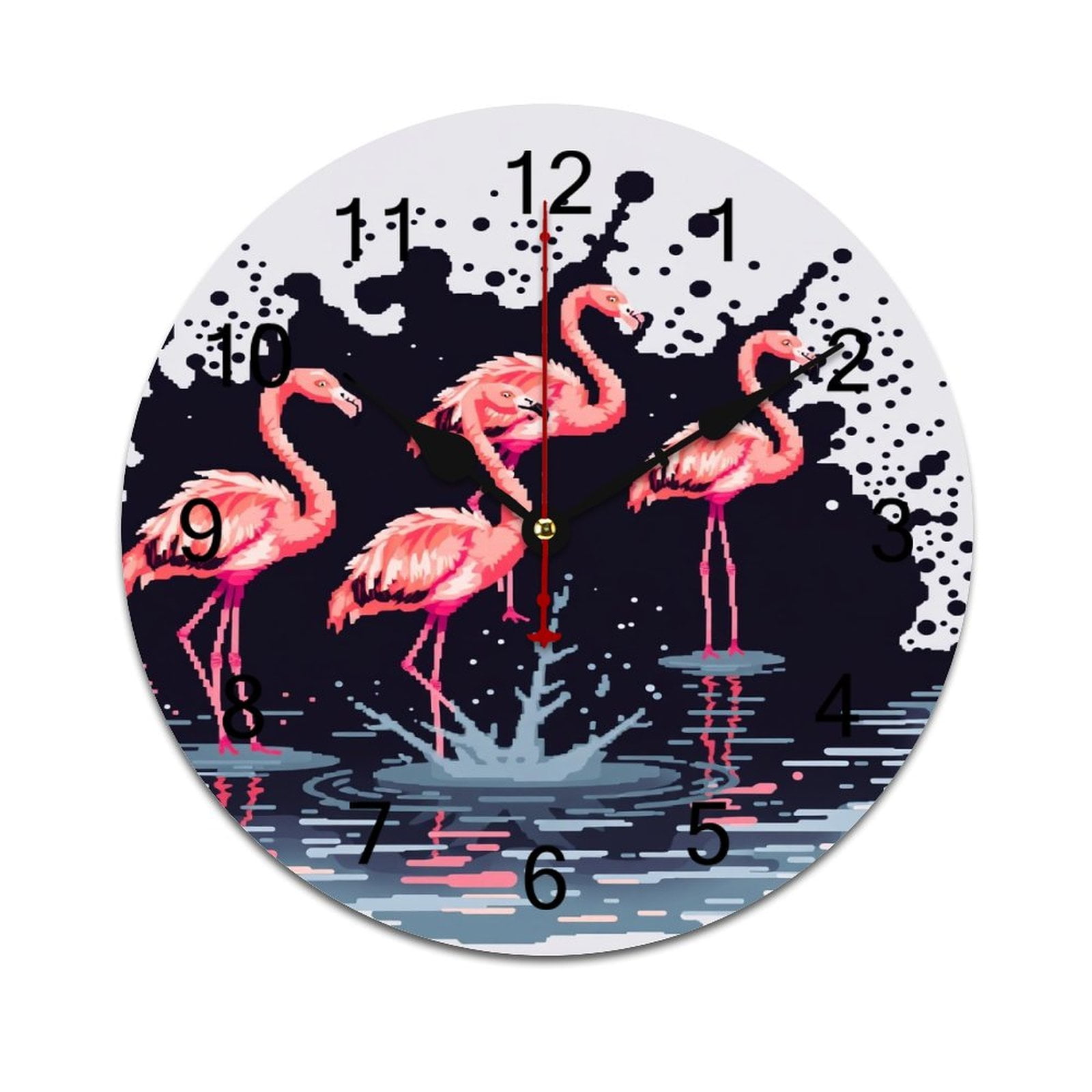 Flamingo Round Wall Clock Modern Design Home Living Room Decoration Children's Room Kitchen ...