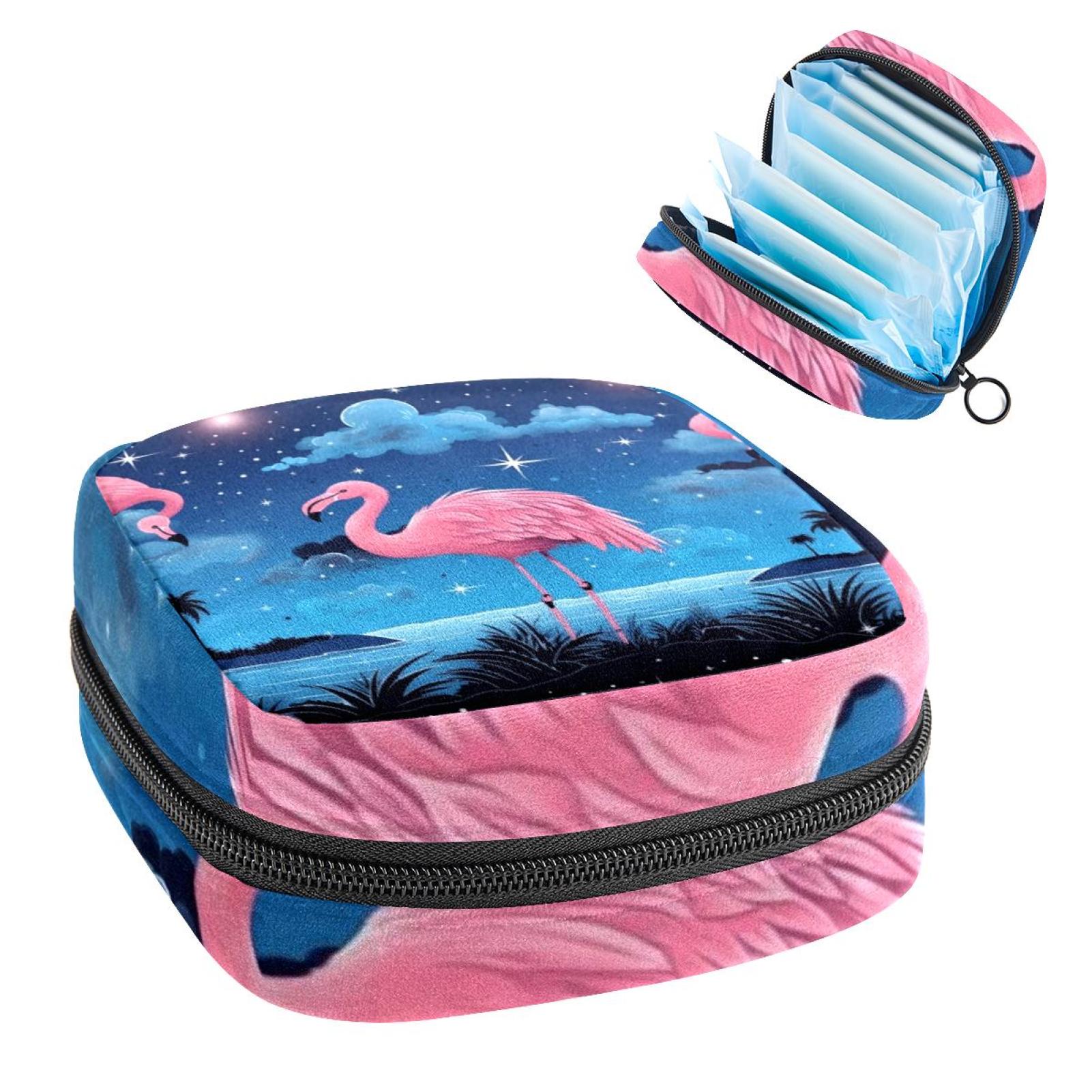 Flamingo Sanitary Napkin Bag Pouch with Zipper, Period Purse Large ...