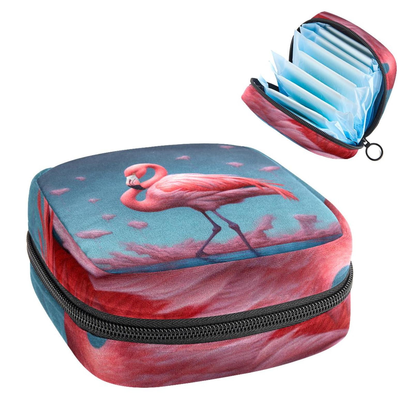 Flamingo Sanitary Napkin Pouch Bag with Plush Fabric, Sponge, and ...