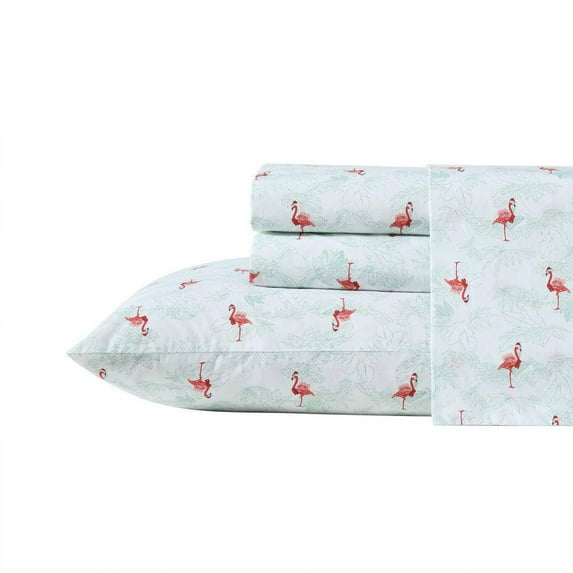 Flamingo Santa 4-Piece Red/Green 100% Cotton Queen Sheet Set - Walmart.com