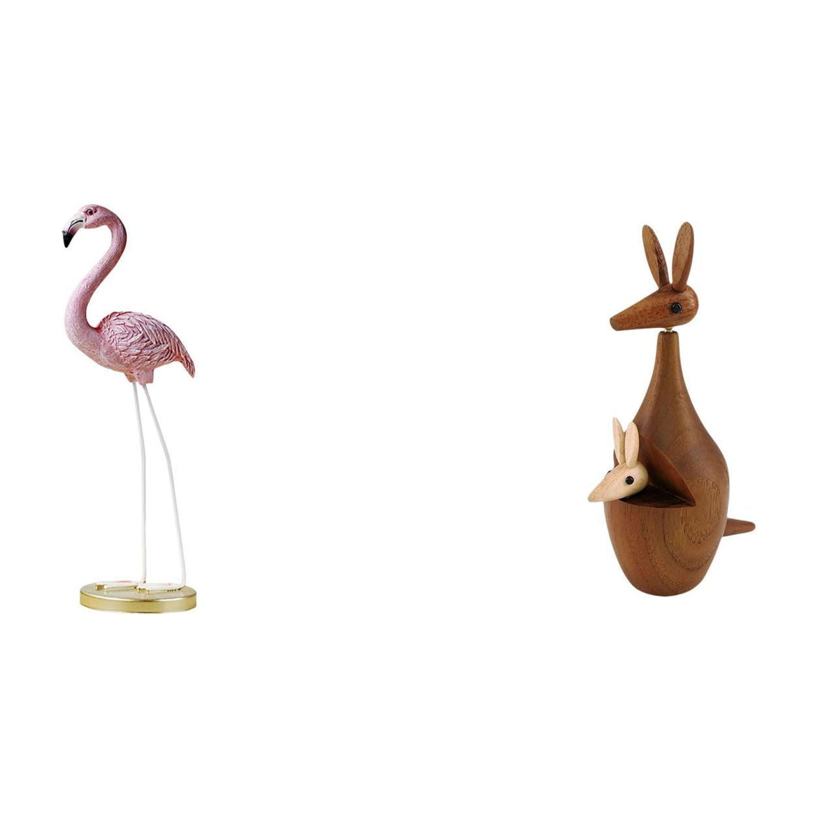 Flamingo Sculpture Resin Statue Animal Figurine with Embossed Feather ...