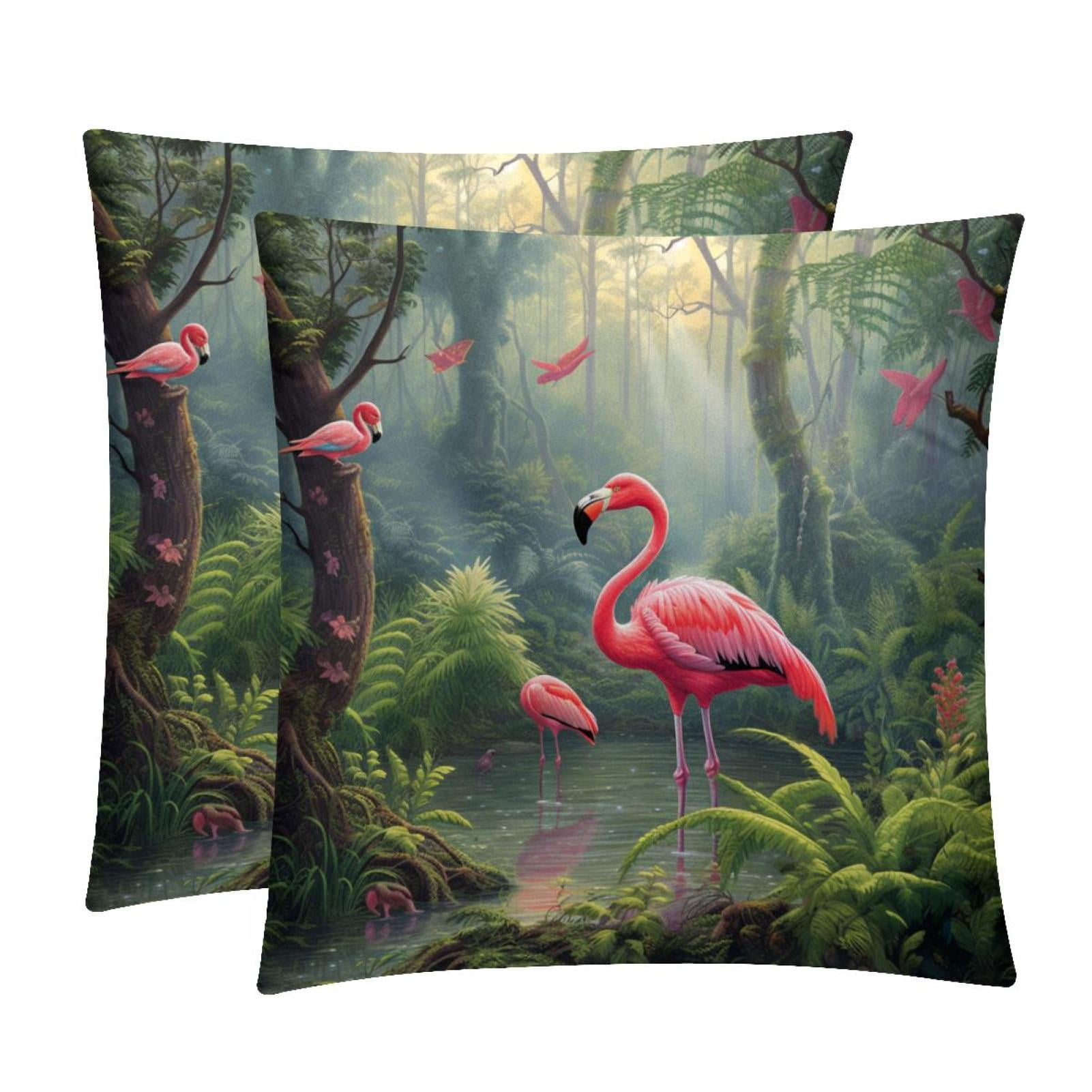 Flamingo Set of 2 Velvet Throw Pillow Covers with Unique Patterns in ...