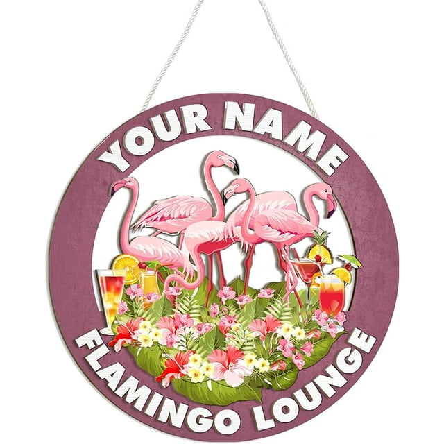 Flamingo Sign Decors, Personalized Flamingo Lounge Signs, 3D Flamingo ...