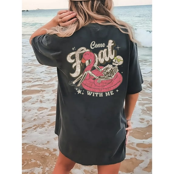 Flamingo Skeleton Summer T-Shirt - Walmart.com