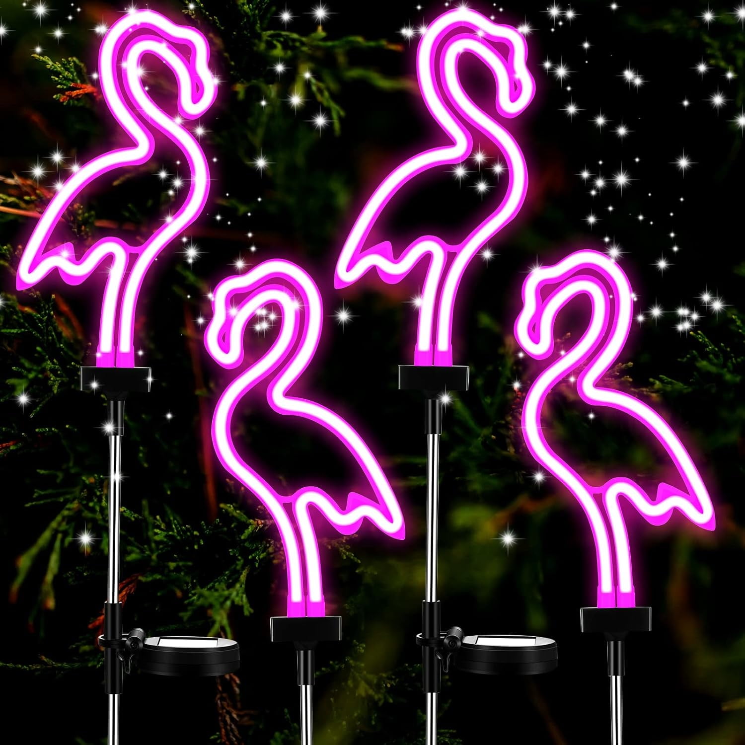 Flamingo Solar Lights Outdoor Flamingo Neon Light Yard Flamingos Pink ...