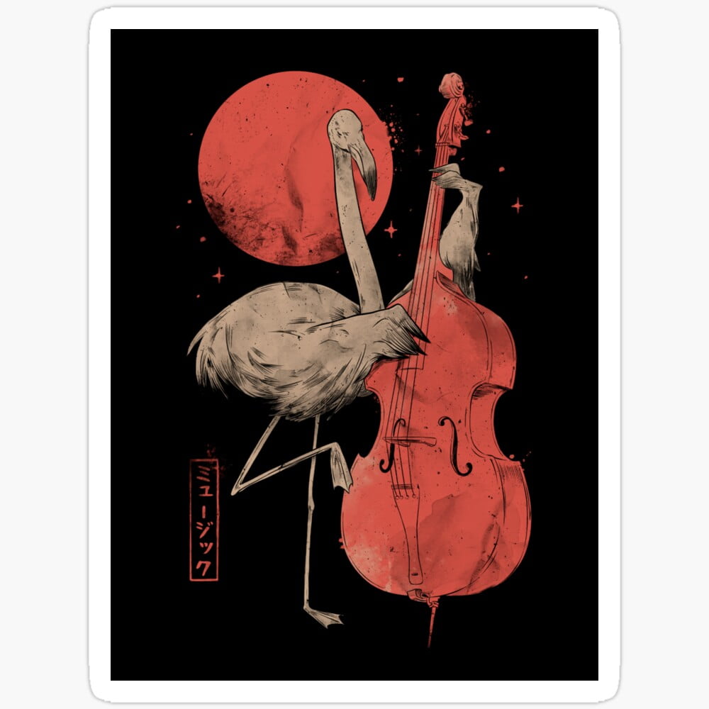 Flamingo Song Â€“ Cute Nature Cello Sticker Phone Decal Water Bottle ...
