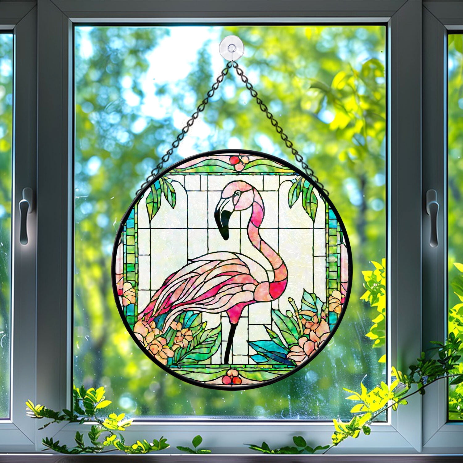 Flamingo Stained Glass Suncatcher, Flamingo Glass Suncatchers for ...