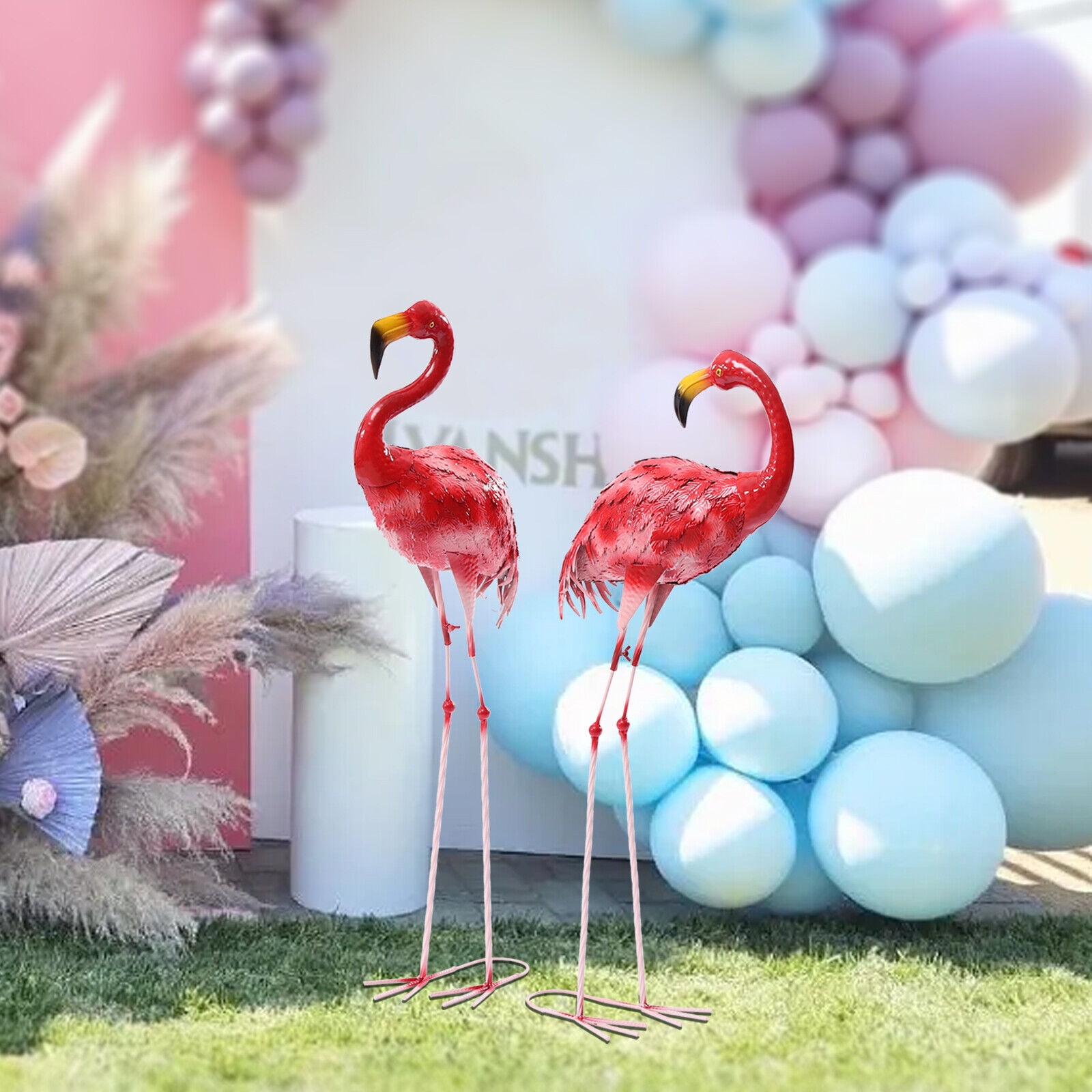 Flamingo Statue Outdoor Lawn Yard Garden Decor Metal Art Sculpture Pink ...