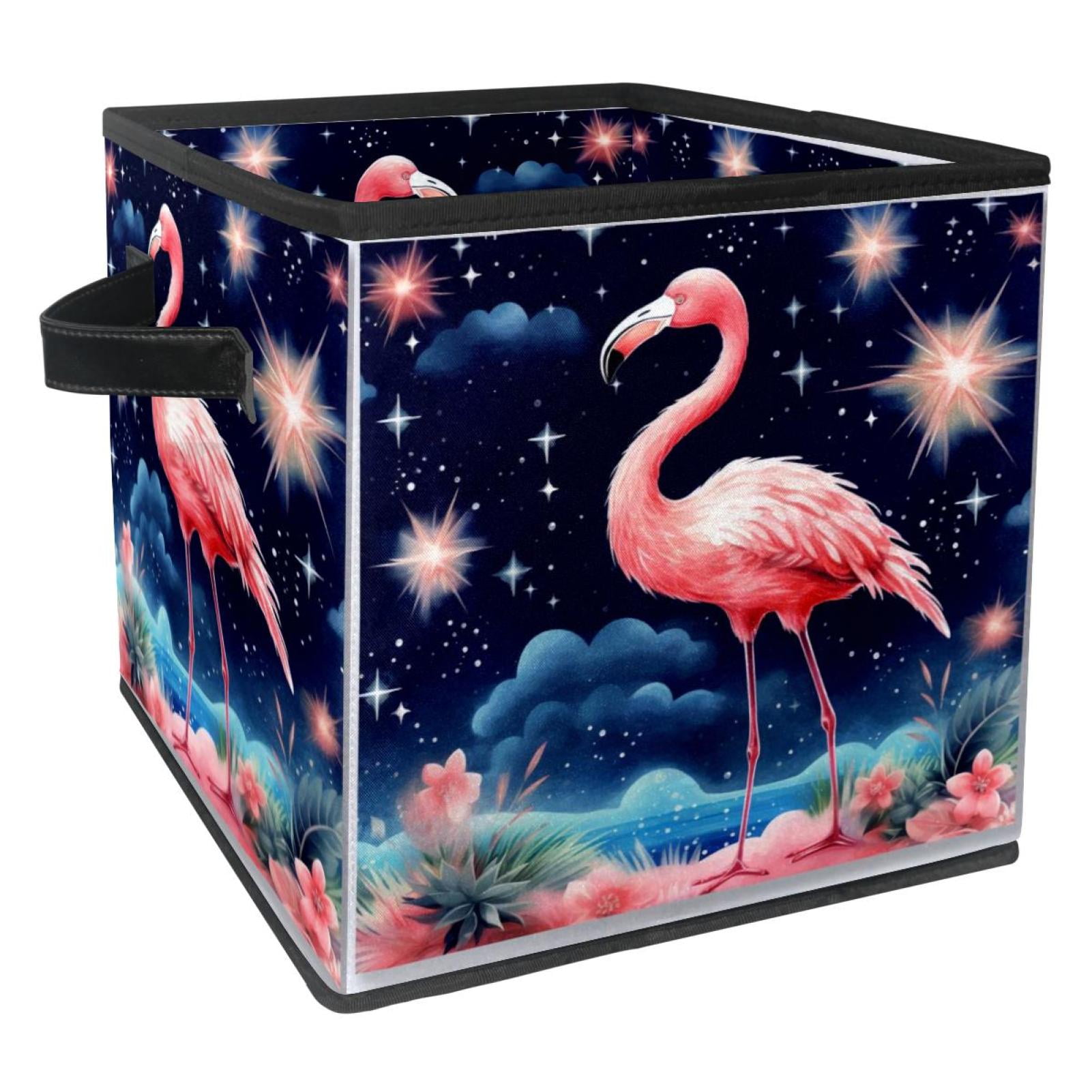 Flamingo Storage Containers Foldable Basket with Handle, 10.8"x10.5"x10 ...