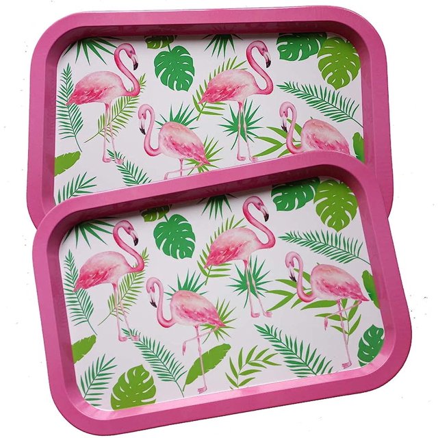Flamingo Summer Serving Dish Tin Trays Platter - Hawaiin Luau Tropical ...