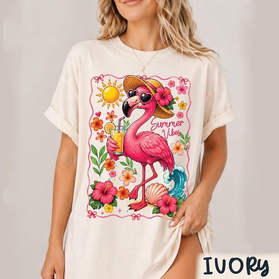 Flamingo Summer Shirt, Tropical Beach Shirt, Floral Summer Vacation ...
