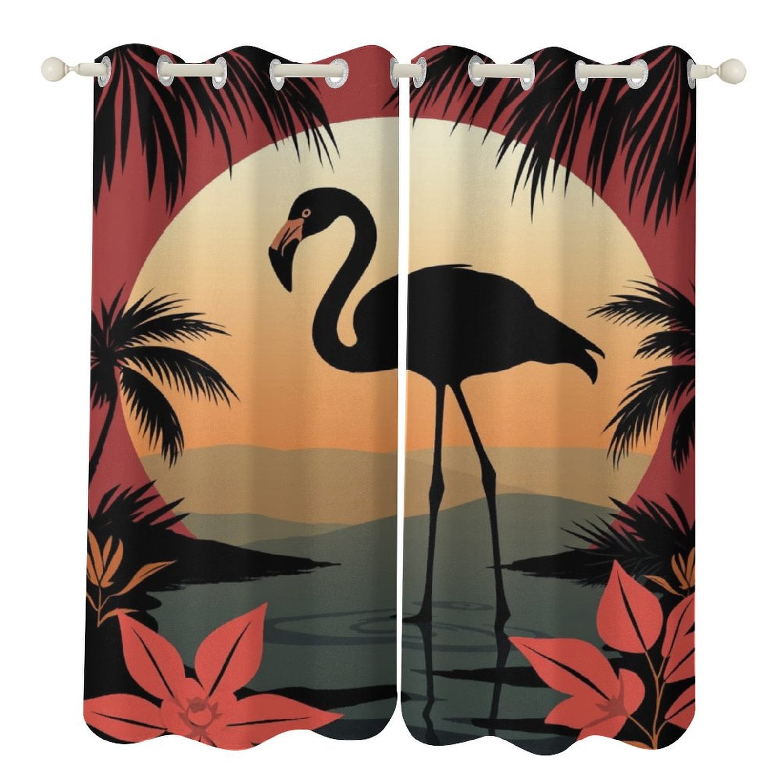 Flamingo Sunset Paradise Curtain for Living Room Bedroom Set Design ...
