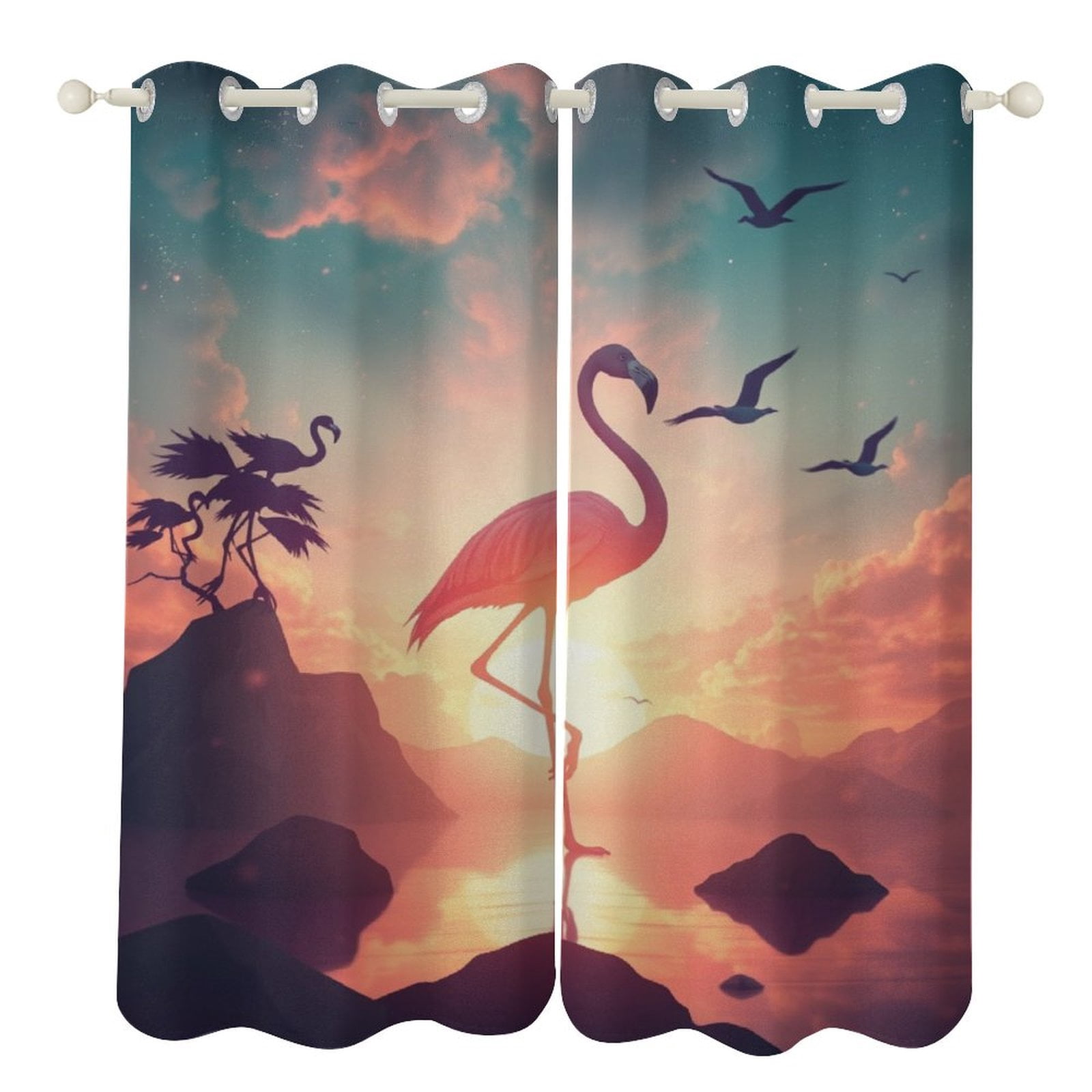 Flamingo Sunset Serenity Curtain for Living Room Bedroom Set Design ...