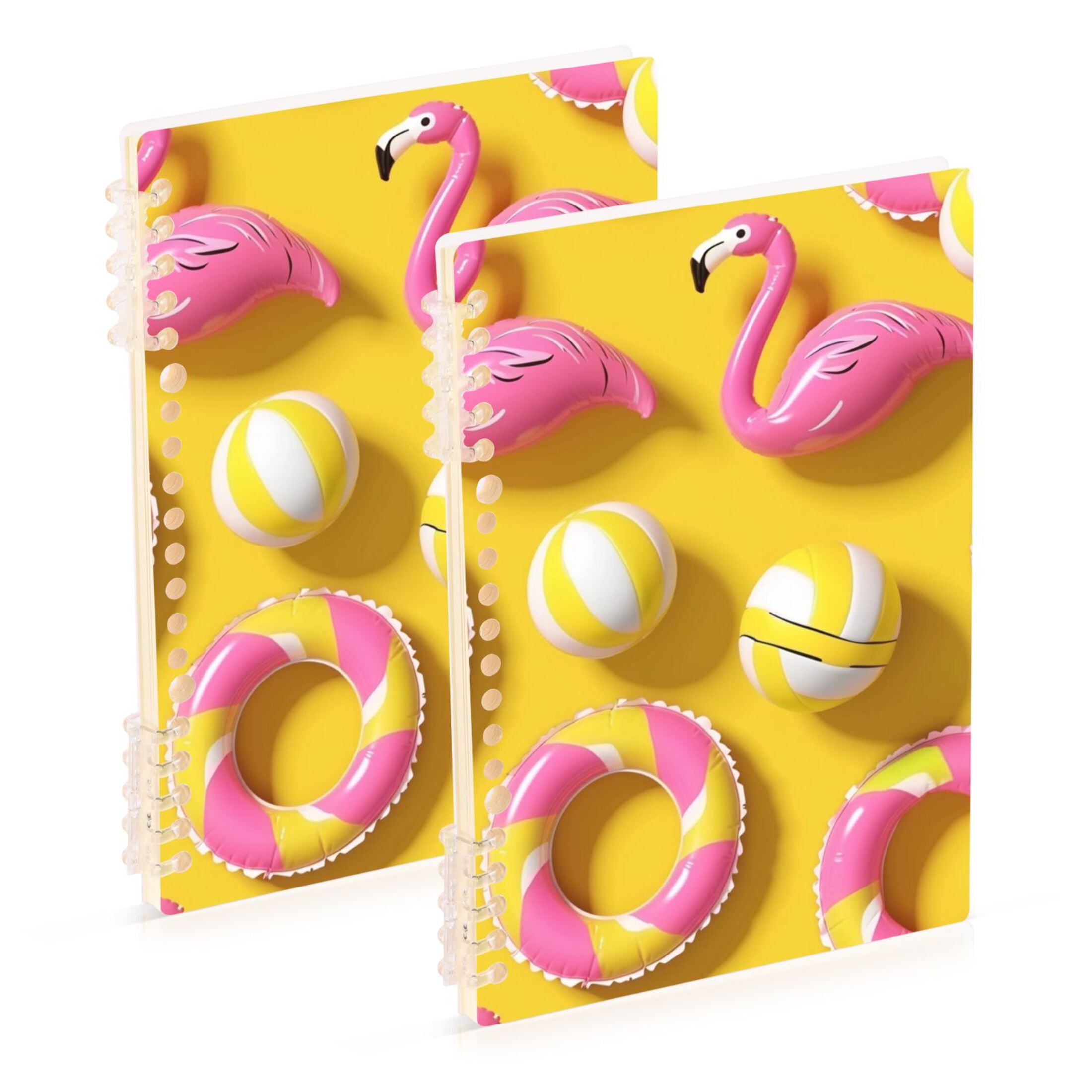 Flamingo Swimming Volleyballs Ring Binder Notebook Journey Note Diary ...