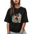 Flamingo T Shirts for Women Short Sleeve Cotton Crewneck T-Shirt Palm ...