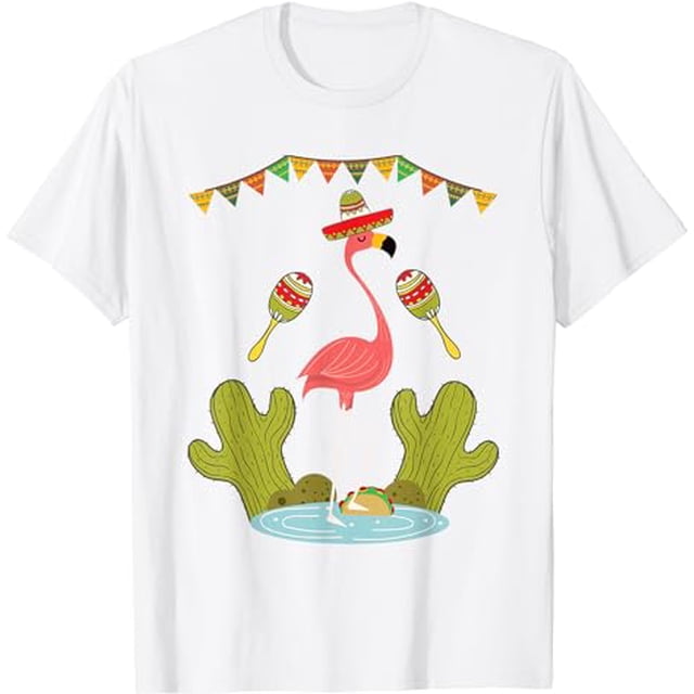 Flamingo Taco Sombrero Mexican Funny Cinco de Mayo Gift T-Shirt ...